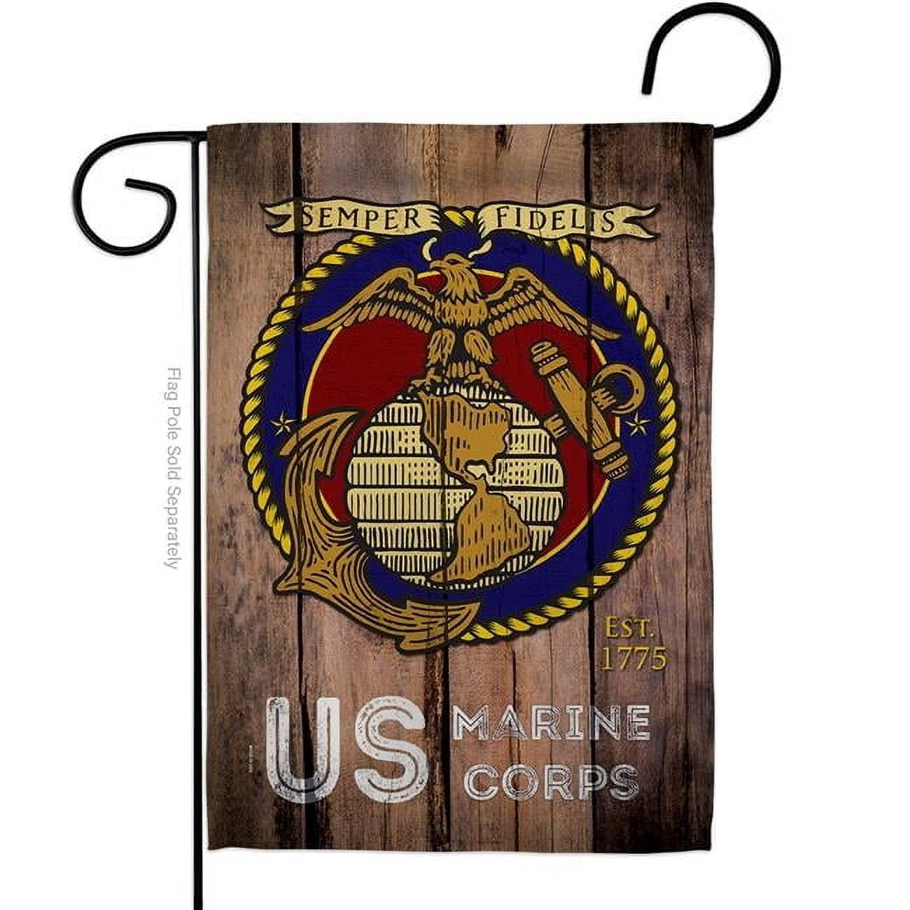 G135083-BO 13 x 18.5 in. US Marine Corps Garden Flag with Armed Forces ...