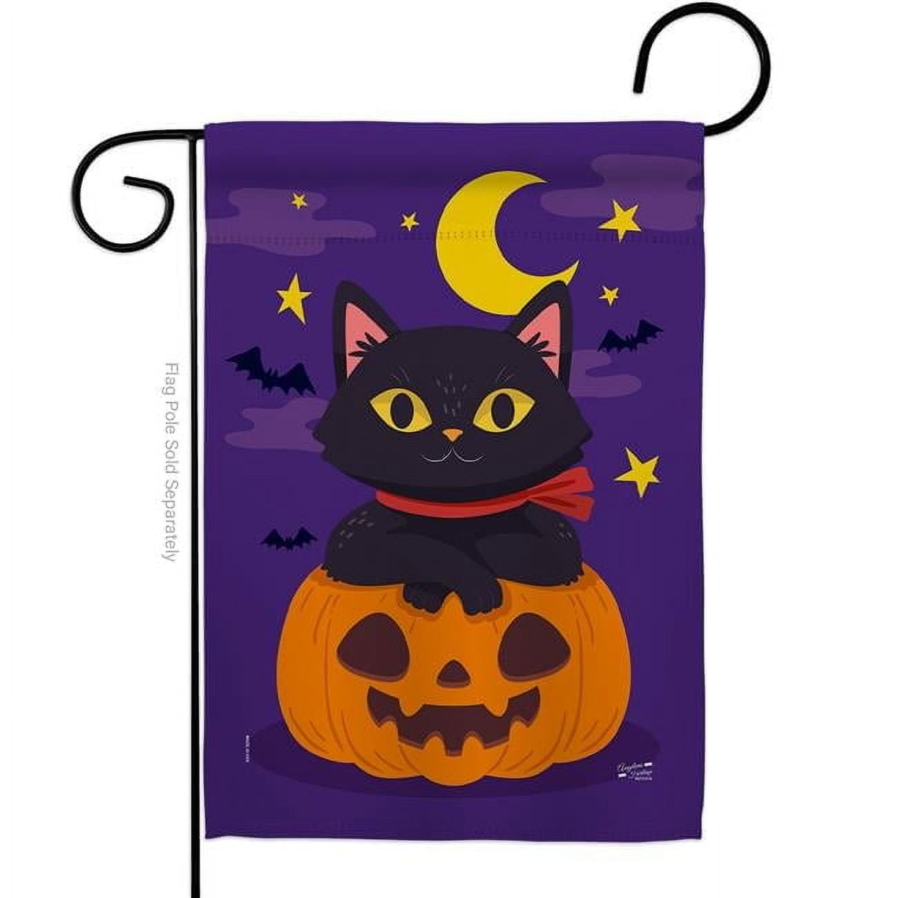 G135297-BO 13 x 18.5 in. Halloween Kitty Garden Flag with Fall Double ...