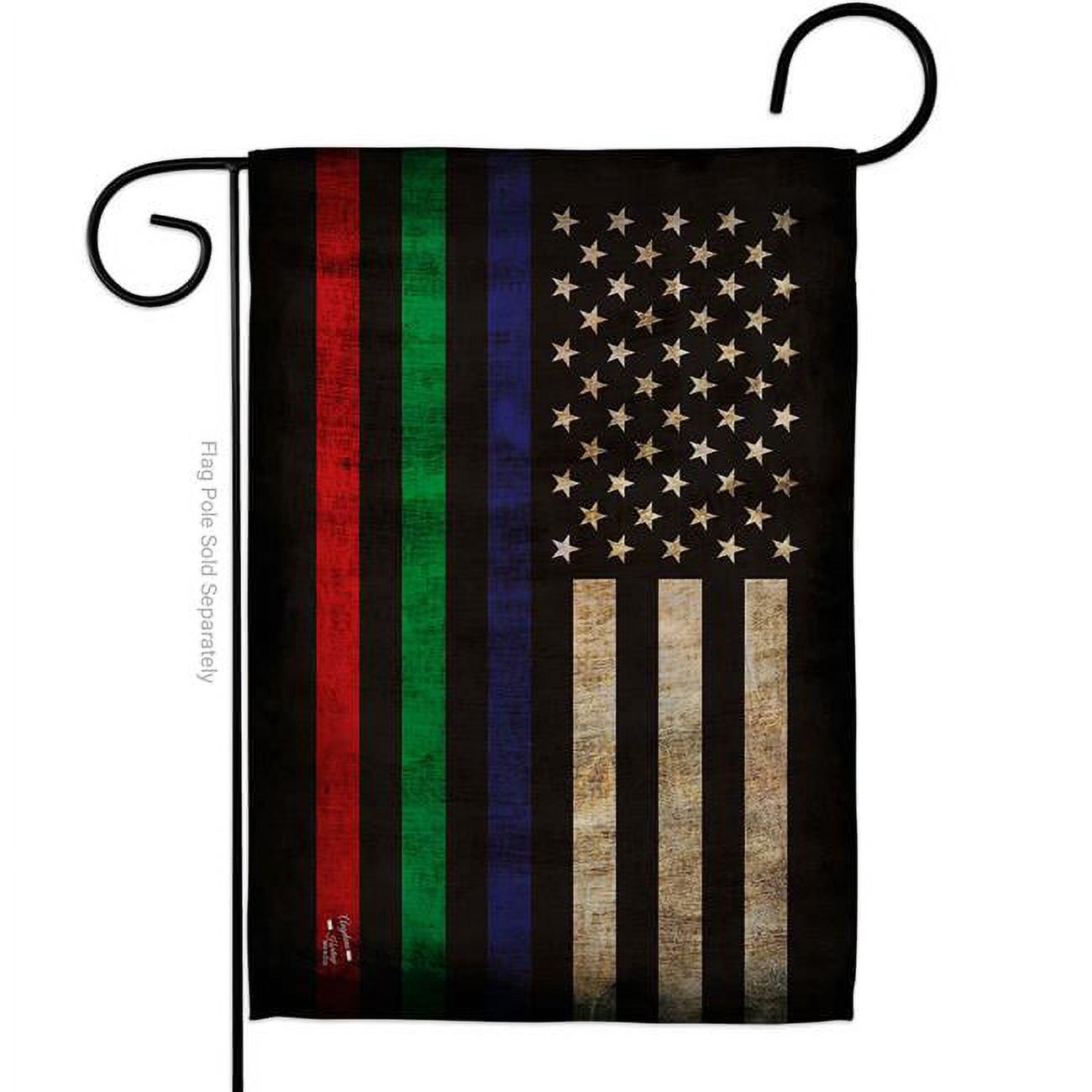 G135422-BO 13 x 18.5 in. Thin Blue, Green & Red Line Garden Flag with ...
