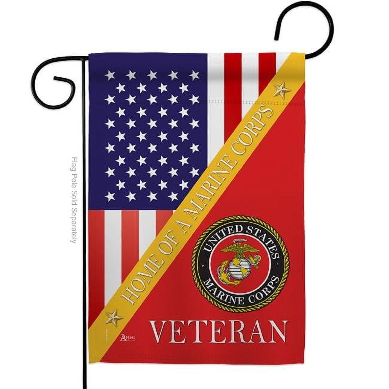 G142603-BO 13 x 18.5 in. Home of Marine Corps Garden Flag with Armed ...