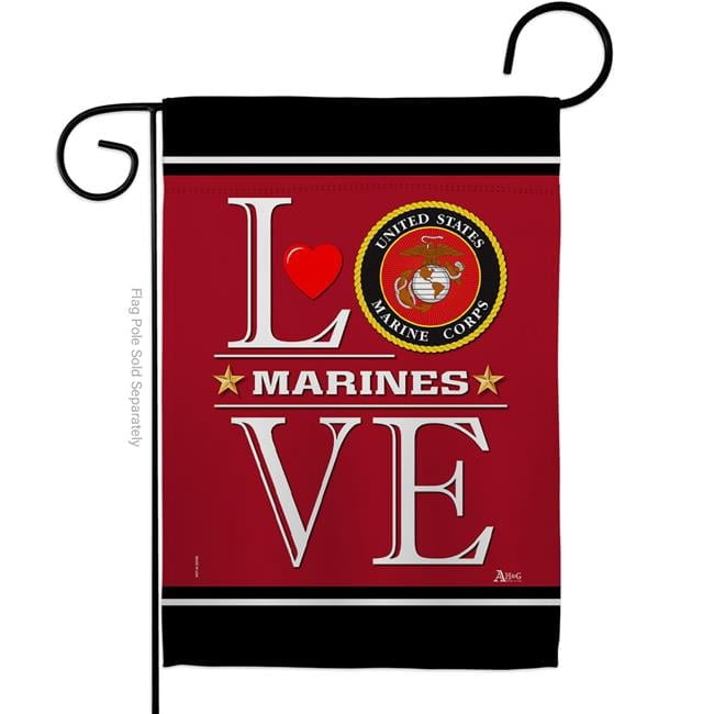 G142637-BO 13 x 18.5 in. Marine Corps Love Garden Flag with Armed ...