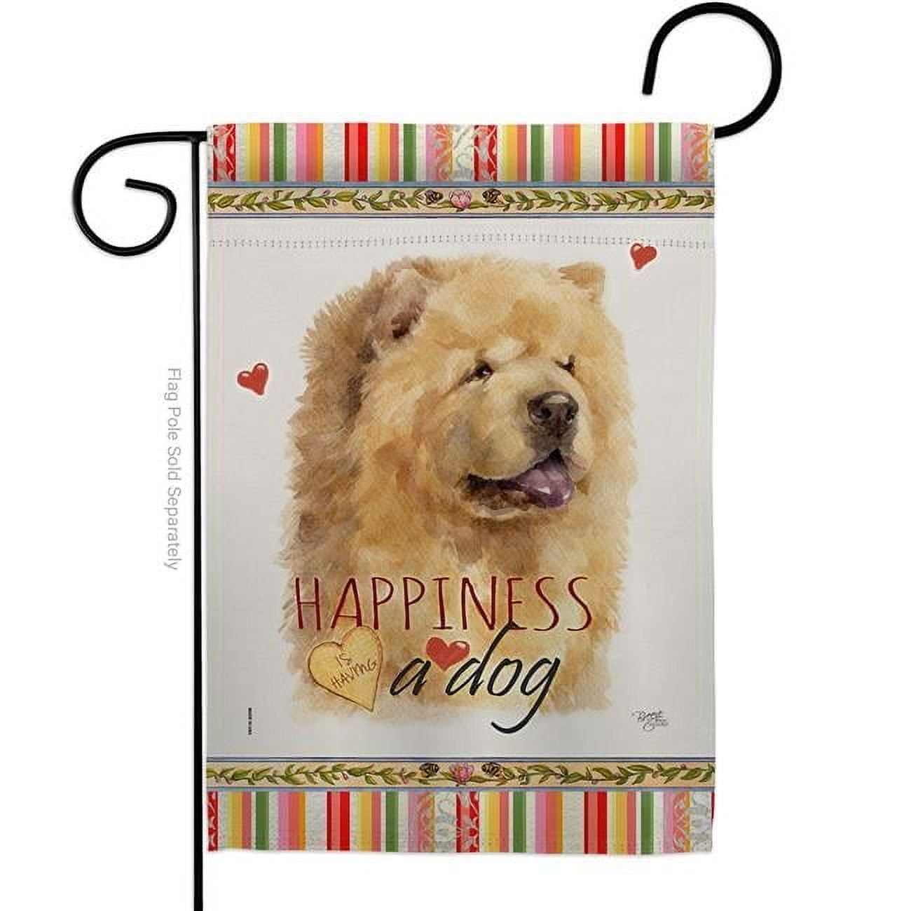 G160250-BO Cream Chow Happiness Animals Dog 13 x 18.5 in. Double-Sided Decorative Vertical ...