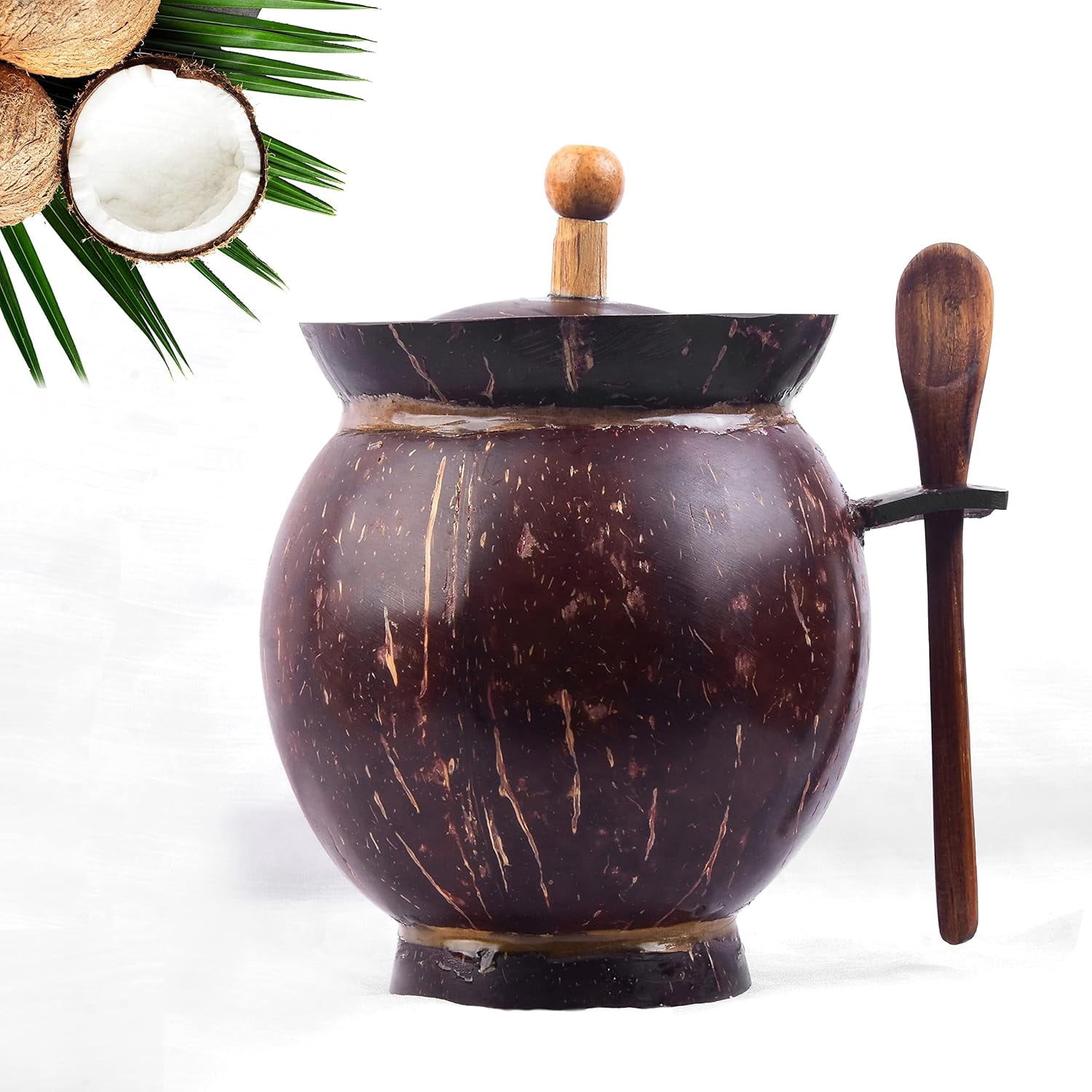 G1E Handcrafted Hygienic Coconut Shell Classic Jar Container for ...