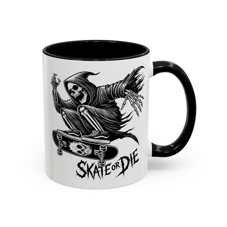 G1rim Reaper SkateB1Oard Mug Dark Skater Skeleton Coffee Cup Gothic ...
