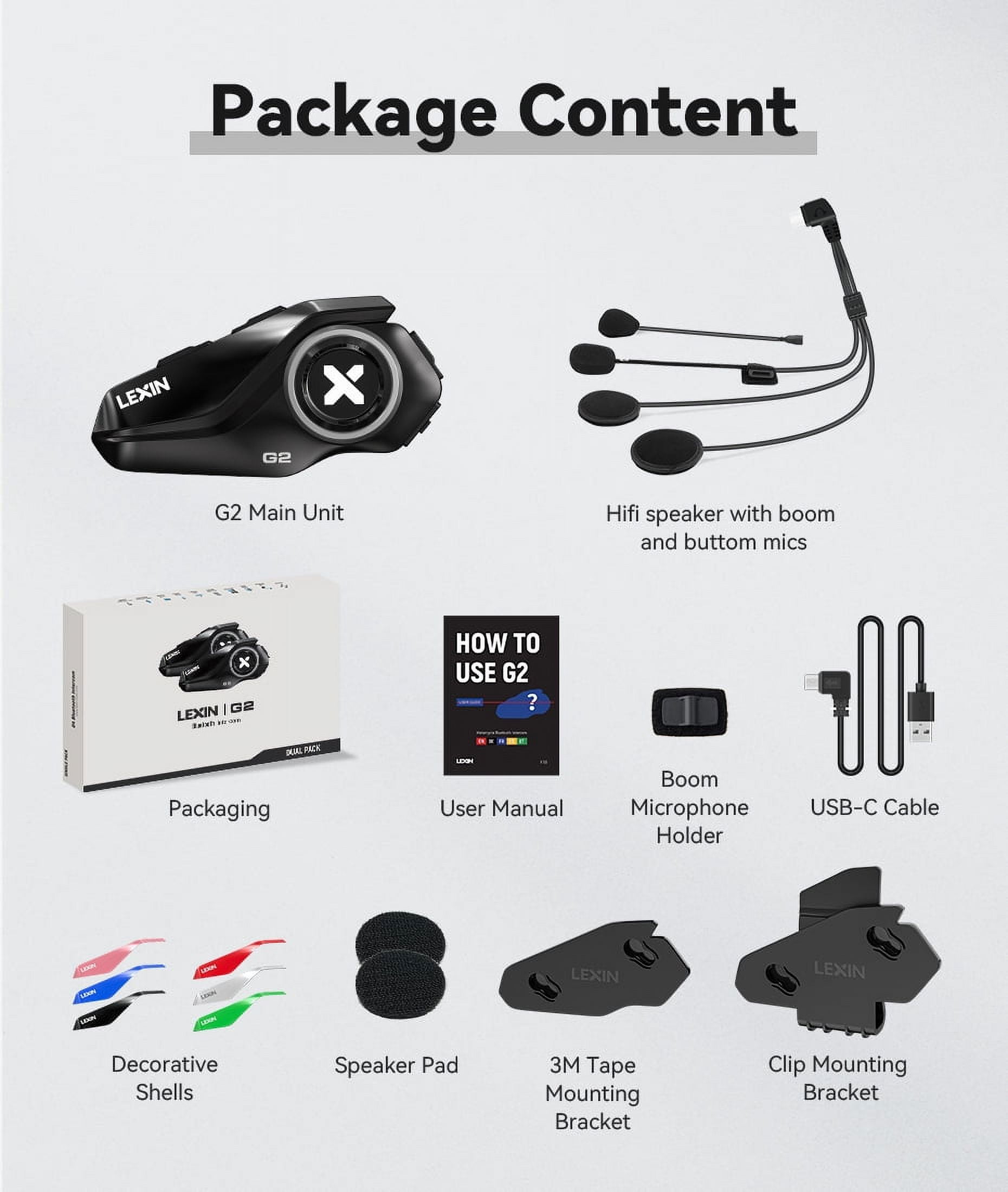 G2 Motorcycle Intercom Helmet Bluetooth Headsets,Handsfree Communicator ...