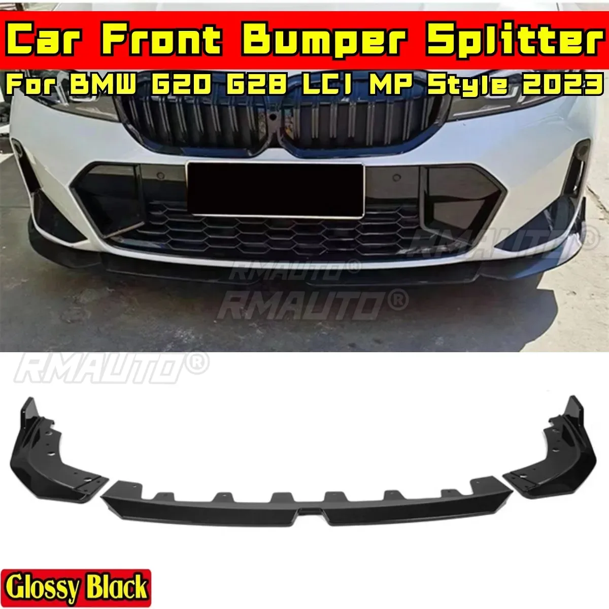 G20 G28 LCI Bumper Splitter Glossy Black MP Style Front Bumper Spoiler ...