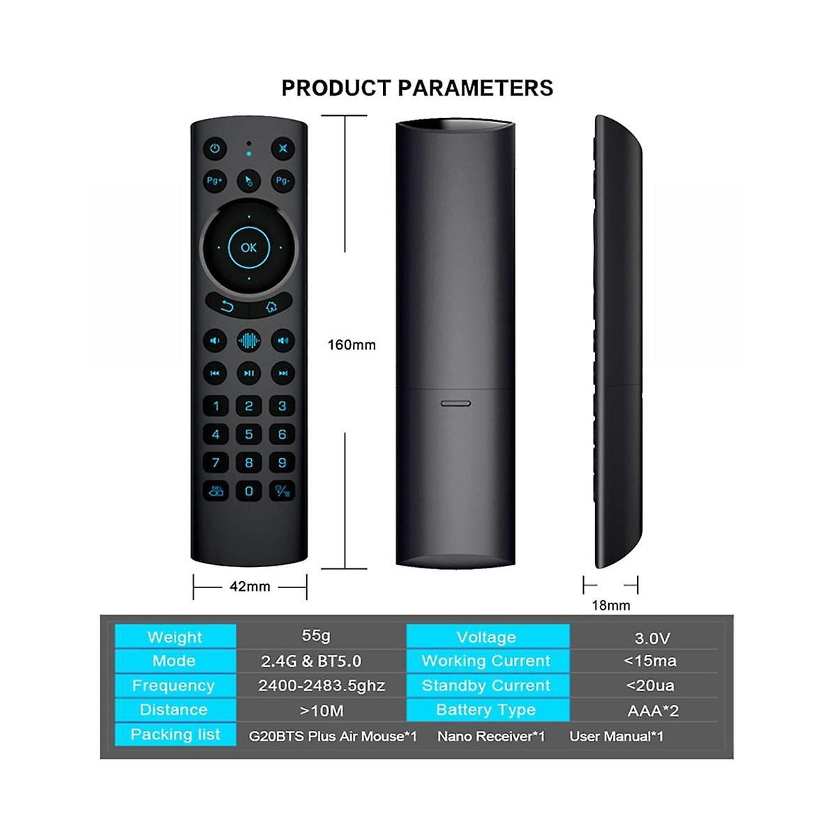 G20S PRO BT 2.4G Wireless Voice Backlit Air Mouse Gyroscope IR Learning ...