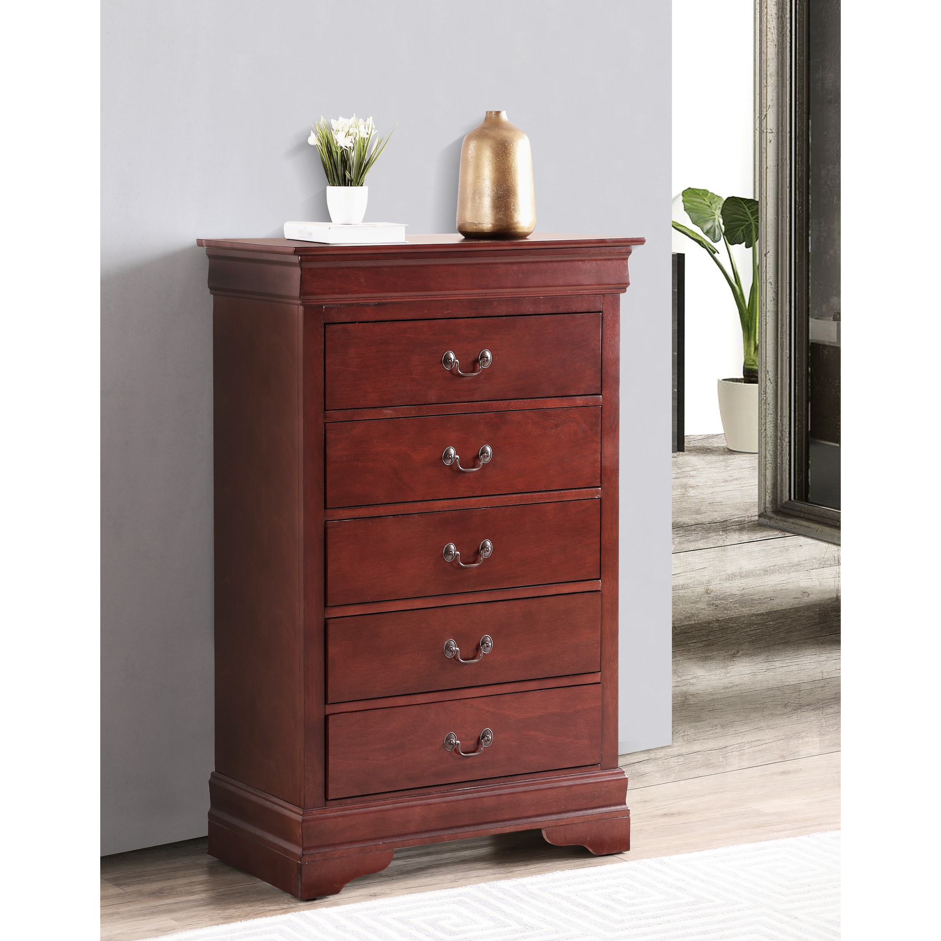 G2100 Bedroom Chest, Cherry: Metal Parts Traditional Chest In Cherry ...