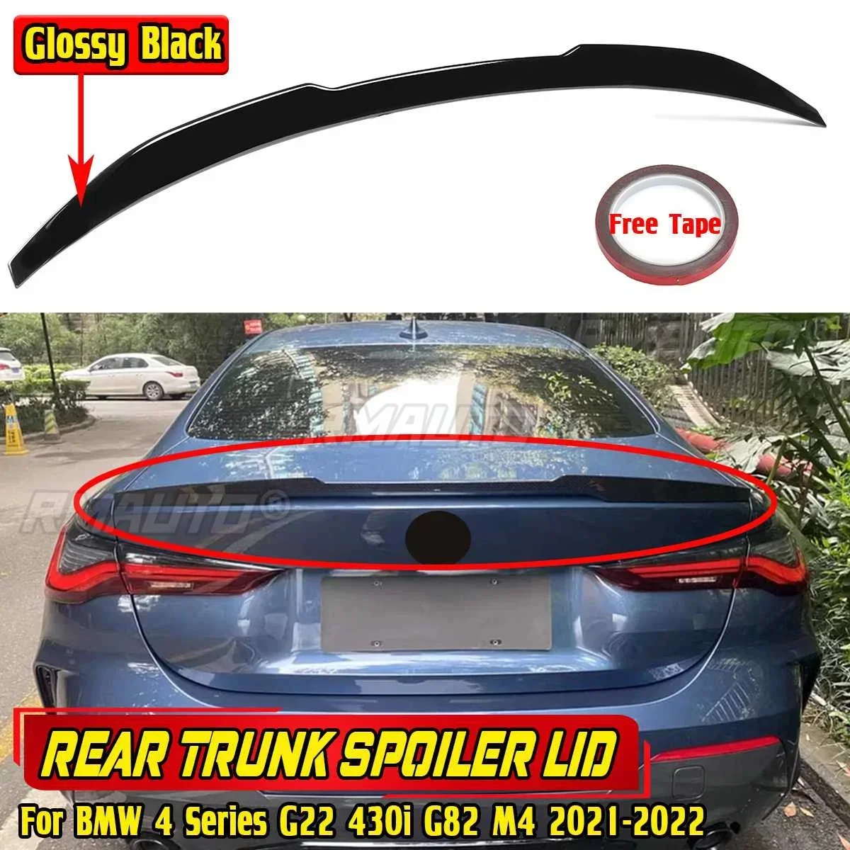 G22 M4 Style Car Rear Trunk Spoiler Lip Boot Lip For BMW 4 Series G22 ...