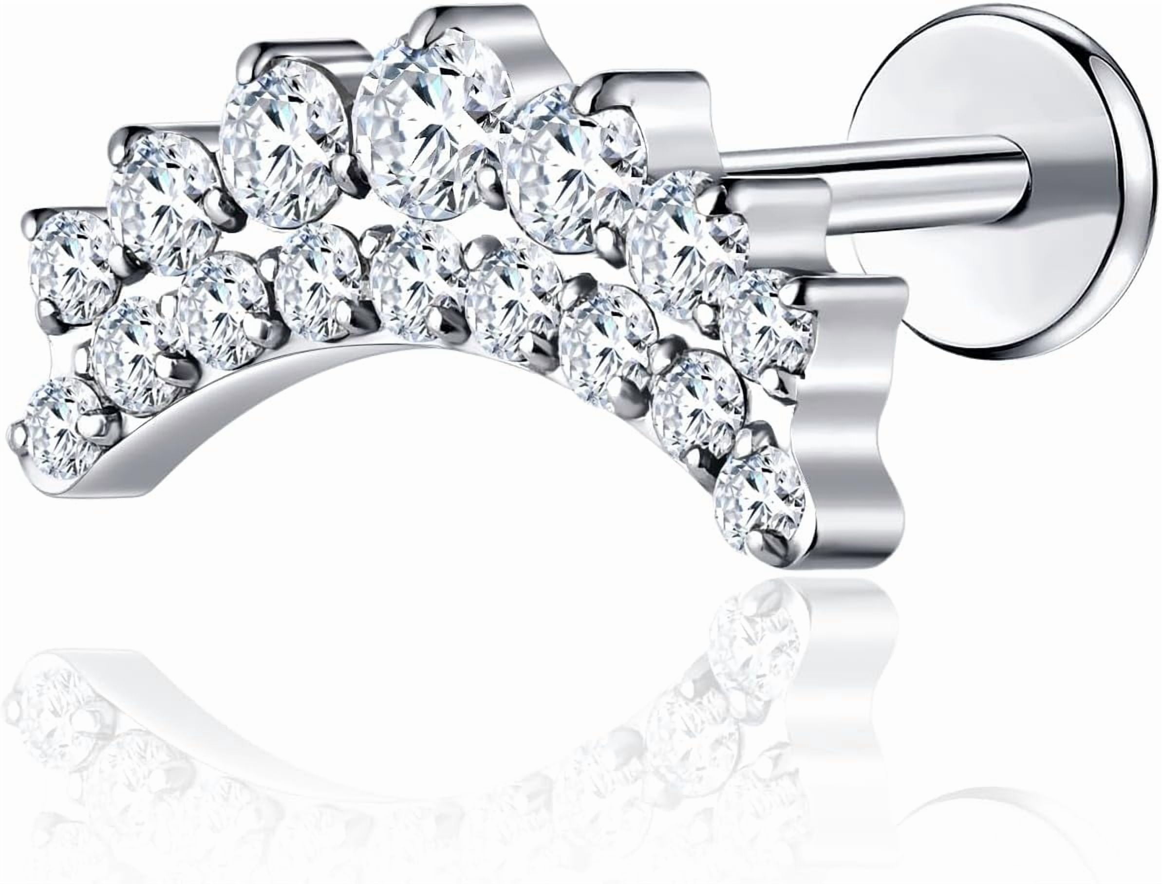 G23 Quality Titanium Labret Studs Threadless Push-in Labret CZ Press ...