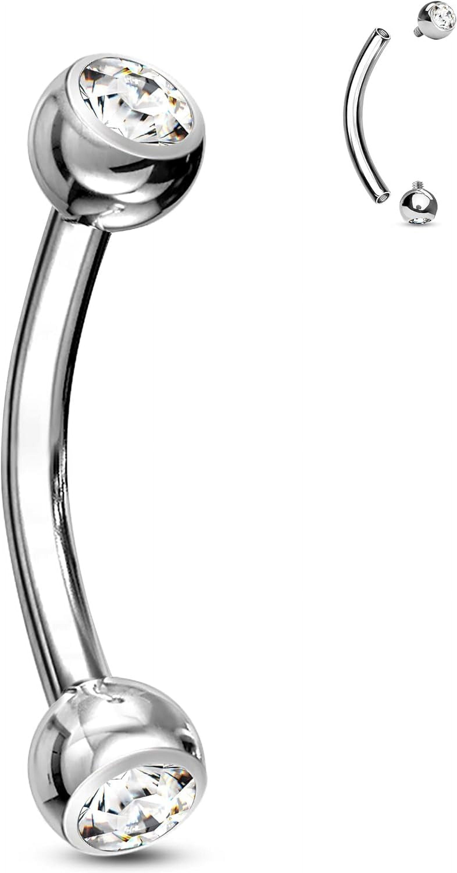 G23 Solid Titanium Belly Button Rings 14G CZ Small Short Belly Rings ...