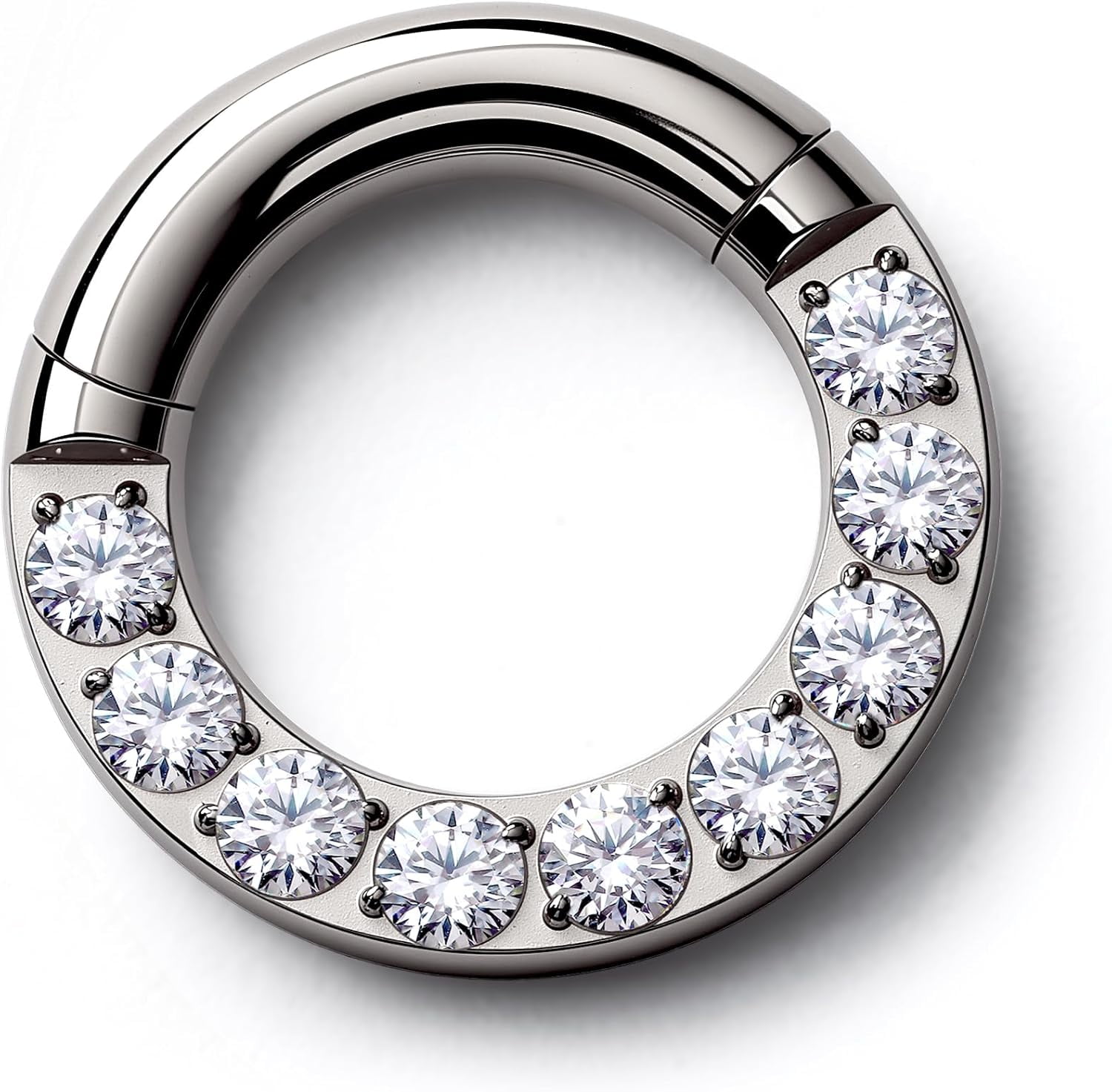 G23 Titanium 0G 2G 4G 6G 8G 10G 12G 14G CZ Septum Rings PA Nose Hoops ...