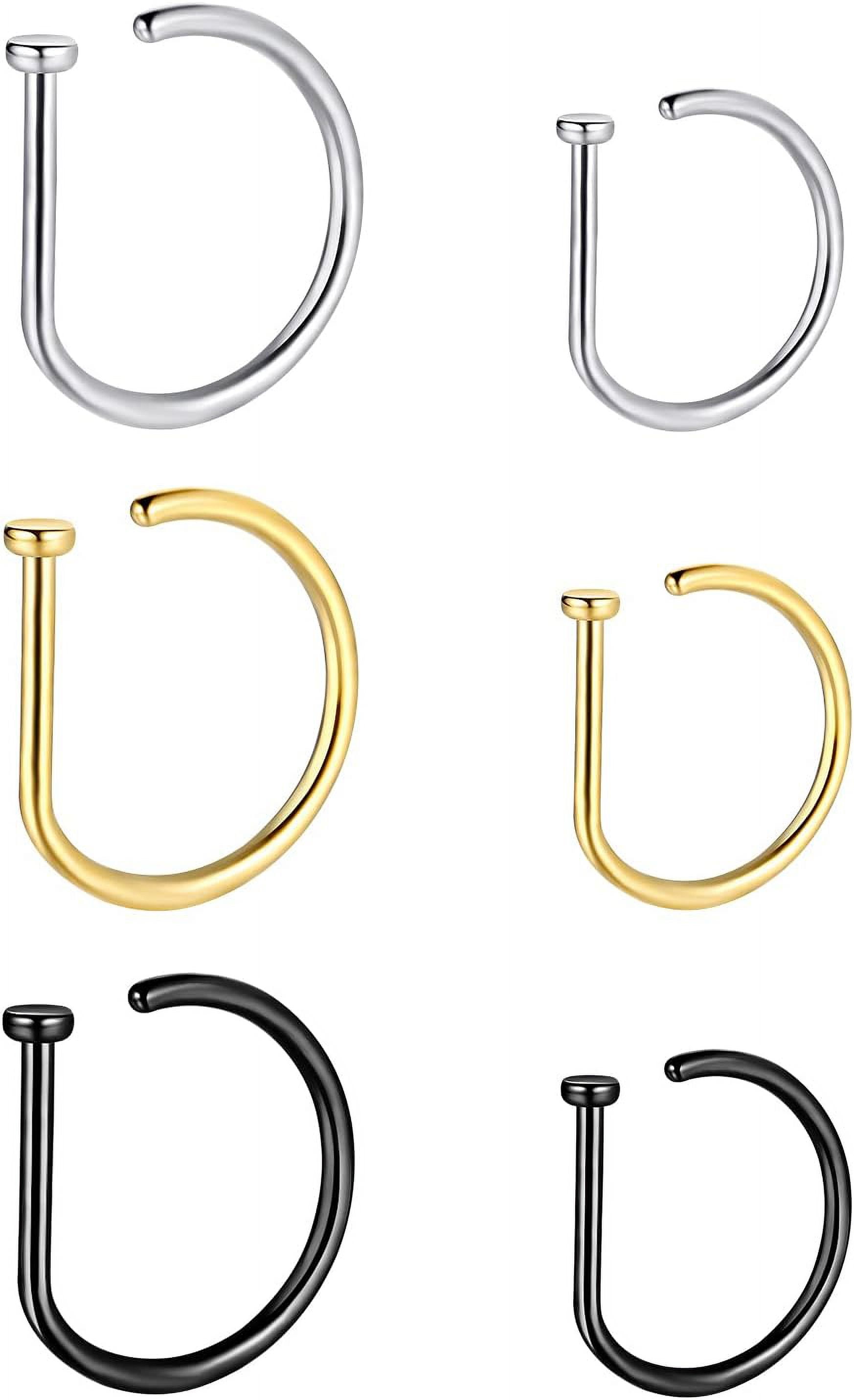 G23 Titanium 20G Nose Rings Hoops L Shaped Screw Nose Studs Diamond ...