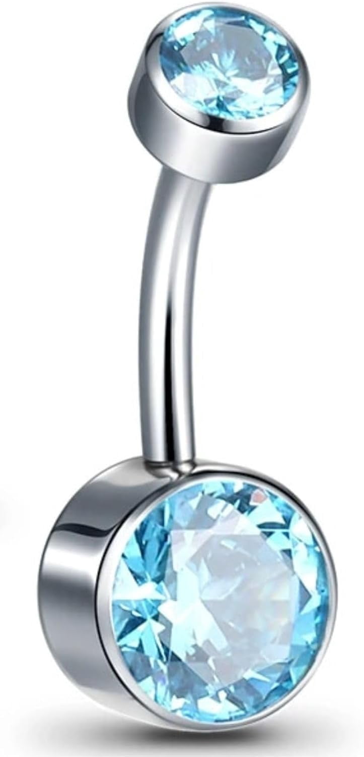 Belly Bar 14G Implant Grade Titanium Belly Button Navel Ring/6mm,8mm ...