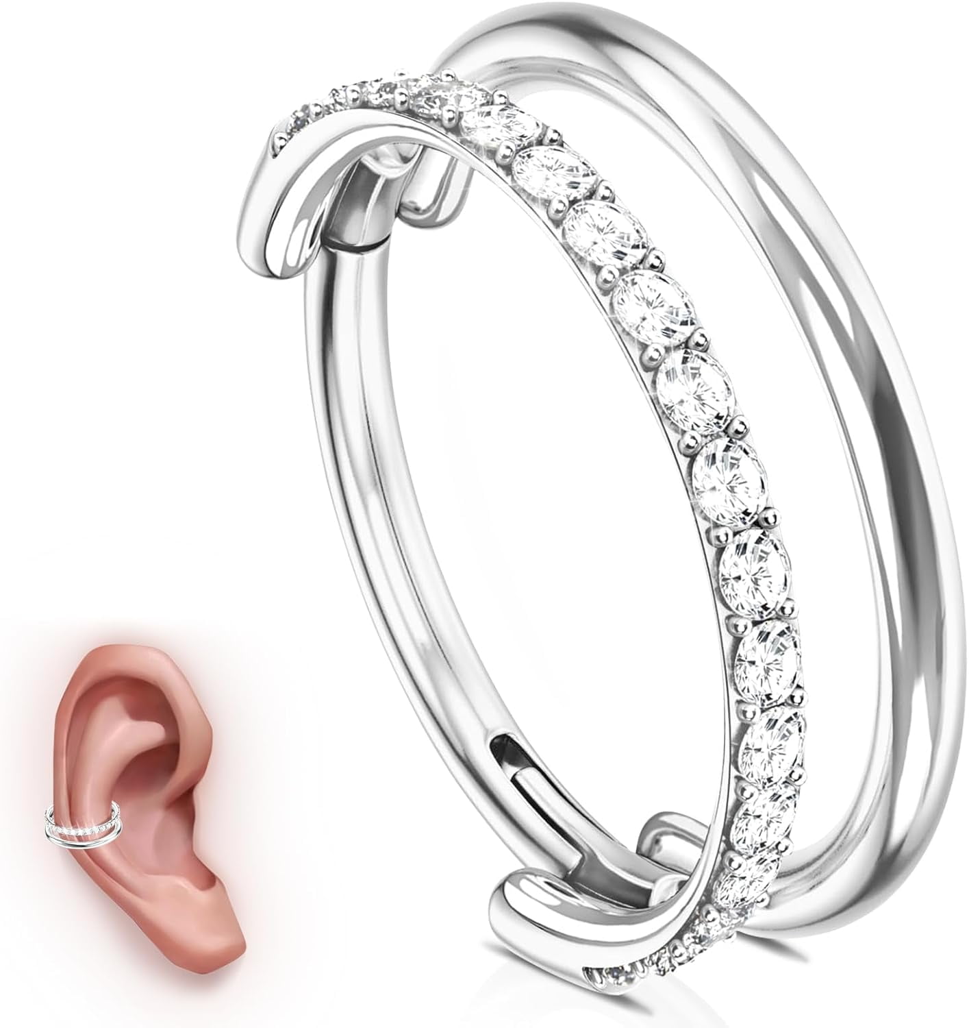 G23 Titanium Cartilage Earring Hoop: 16G 8mm 10mm 12mm Conch Helix ...