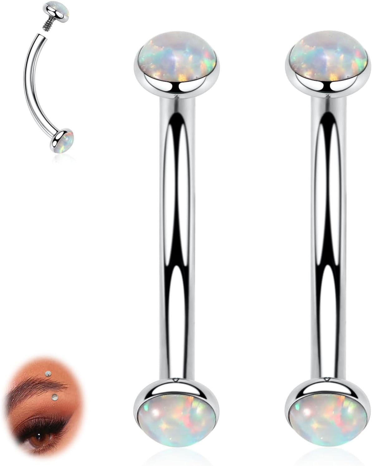 G23 Titanium Eyebrow Premium Piercing Jewelry - Curved Barbell 16G ...