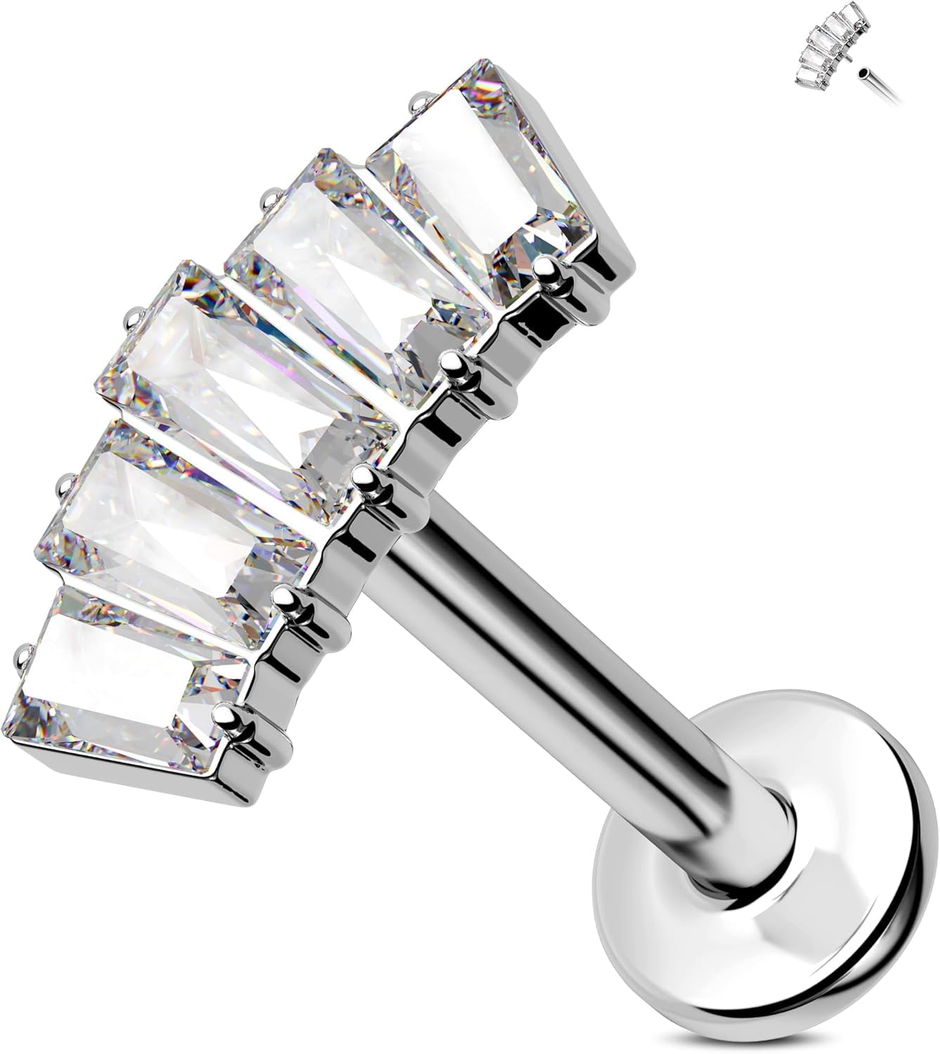 G23 Titanium Flat Back Stud Earring Internally Threaded Helix Earring ...