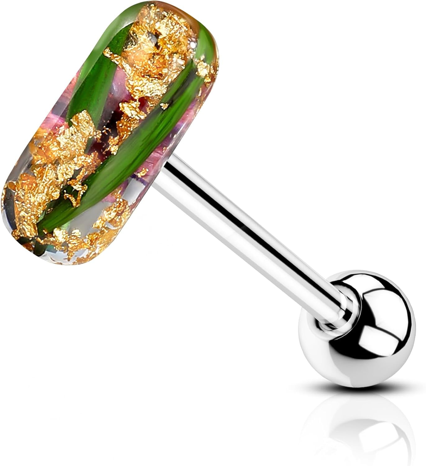 G23 Titanium Gold Folil Tongue Rings 14g Long Plastic Tongue Ring Cute ...