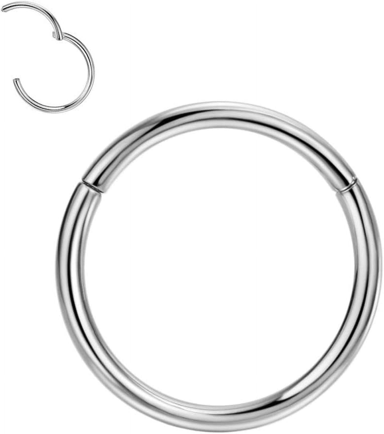 G23 Titanium Hinged Piercing Rings Hoop Silver 16 Gauge, 9mm - Walmart.com