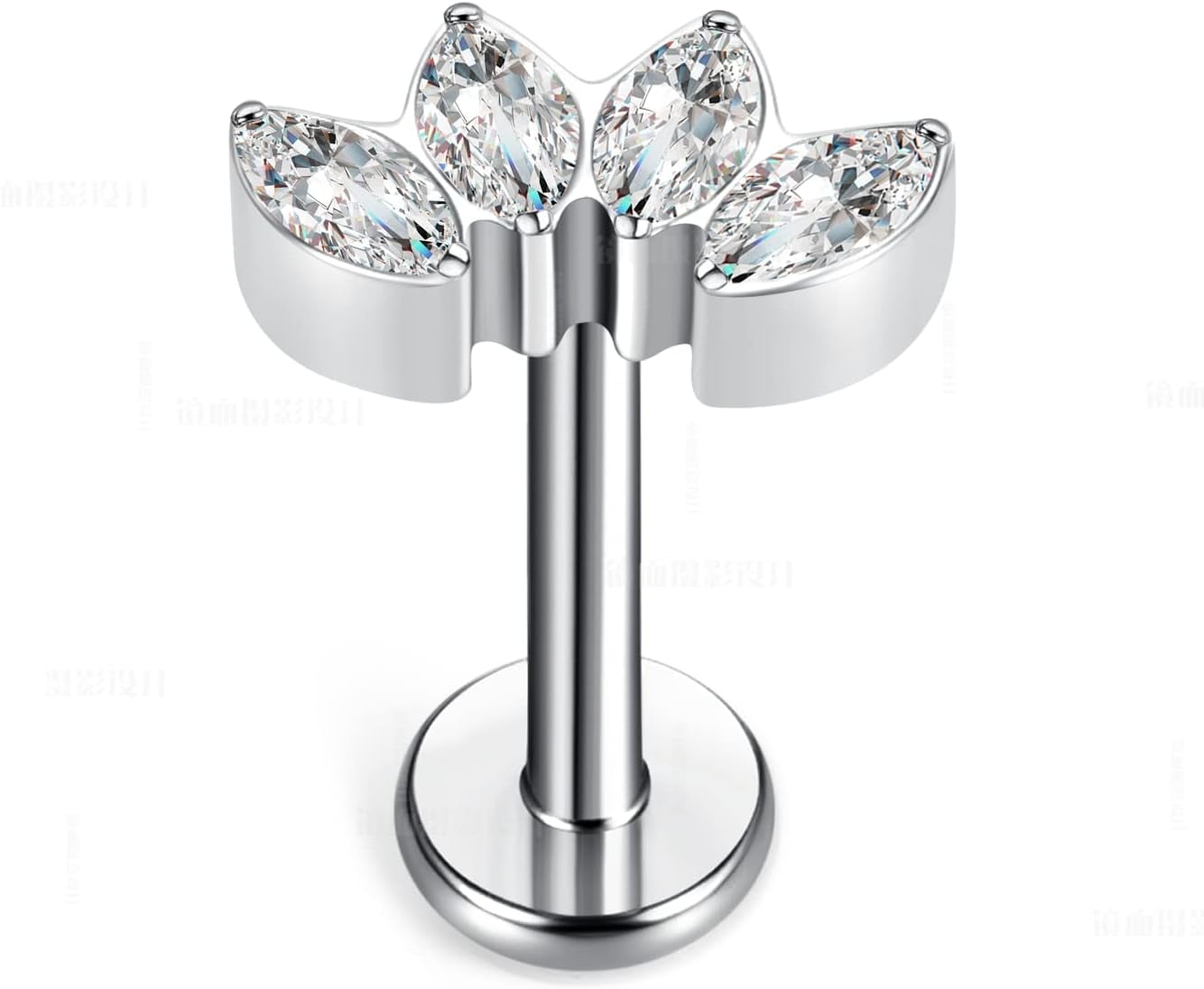 G23 Titanium Labret Studs Threadless Push-in Labret CZ Press Fit 16G ...