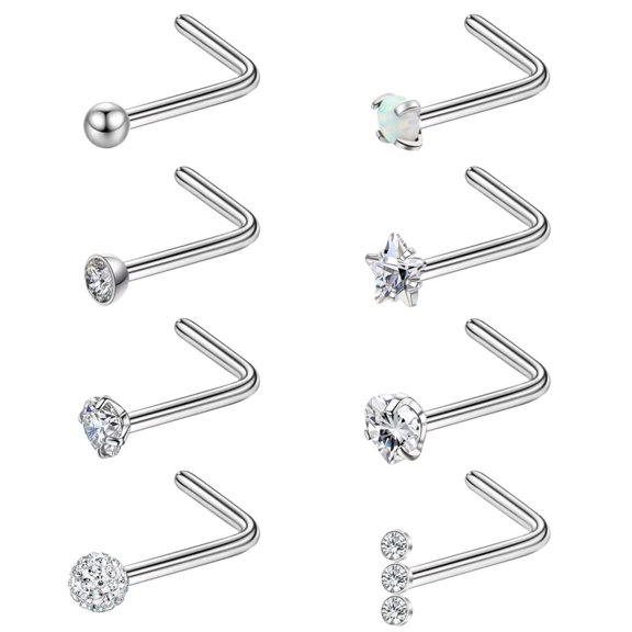 Claire's Accessories Titanium 3-Pack Flower Gemstone Nose Rings ...
