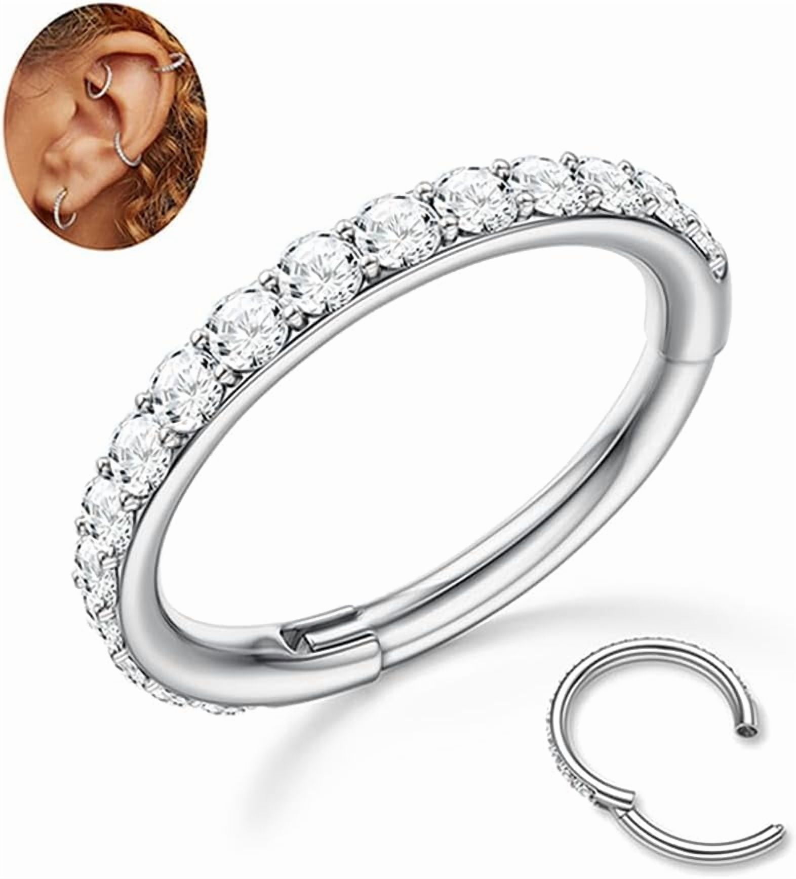 G23 Titanium Nose Rings Hoops 16G 18G 20G Double Hoop Septum Click Nose ...