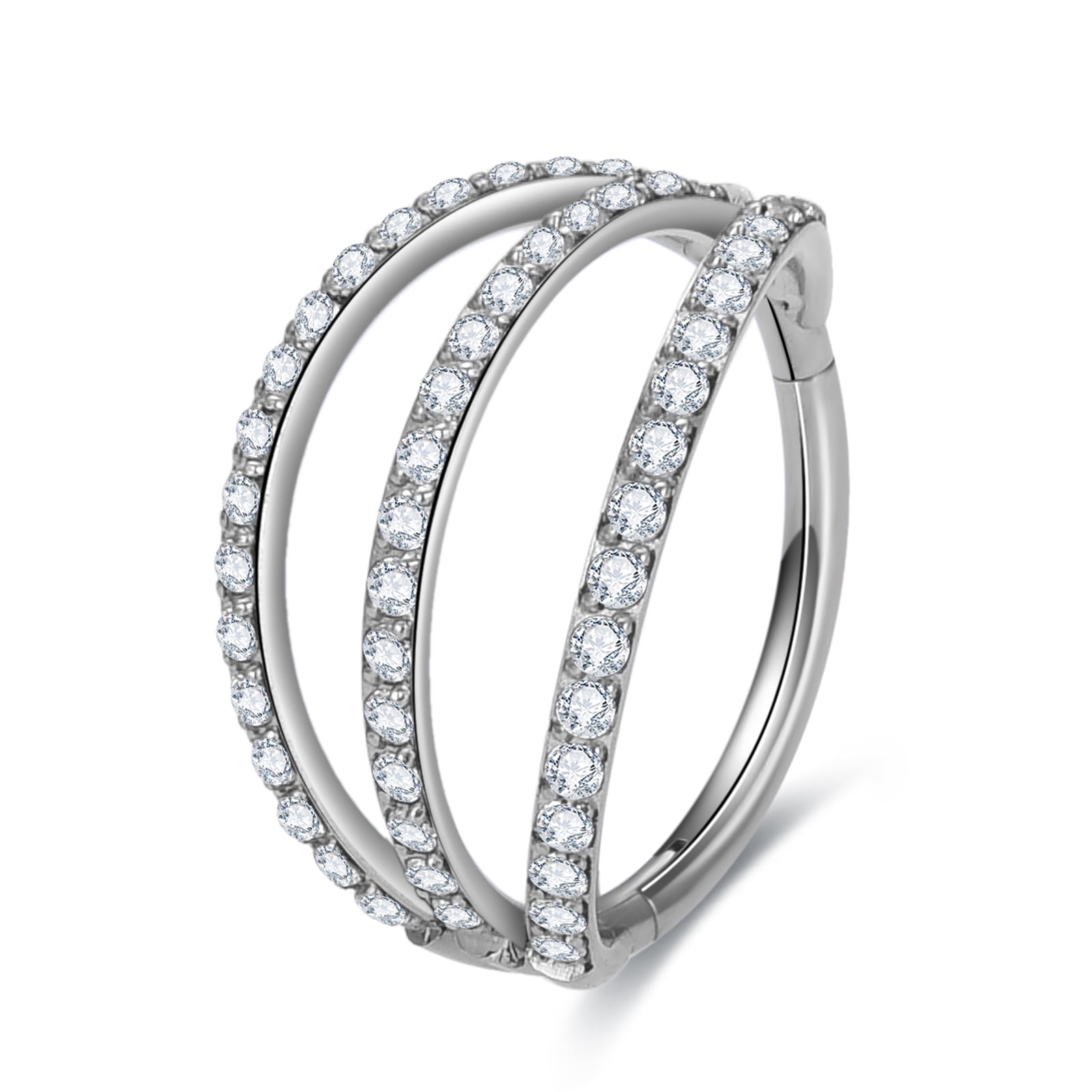 G23 Titanium Septum Clicker Nose Ring,Triple Double Open Stack Hoop ...