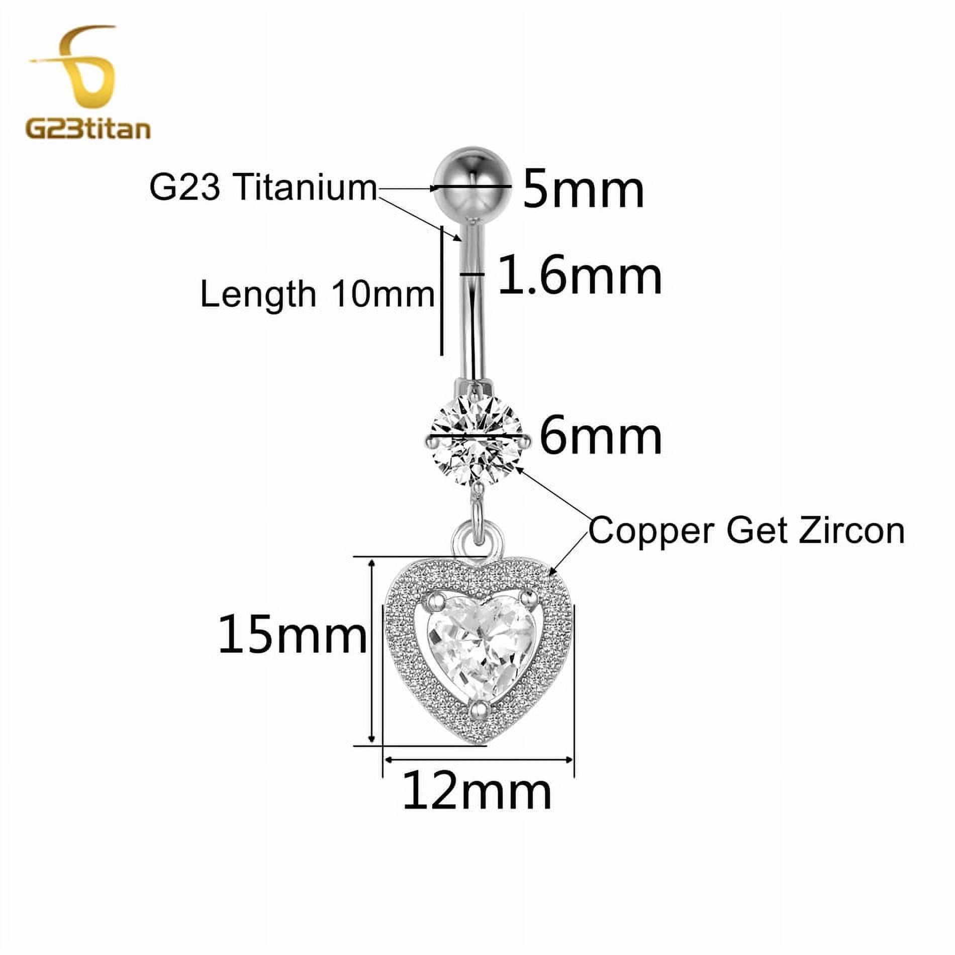 G23titan Women Fashion Crystal Titanium Navel Bar Belly Button Ring ...