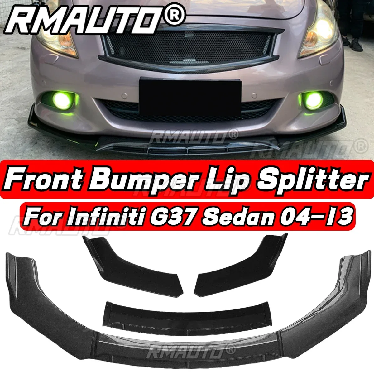 G25 G37 Front Lip 3Pcs/Set Front Bumper Splitter Lip Bumper Guard Body Kit For Infiniti G25 G37 ...