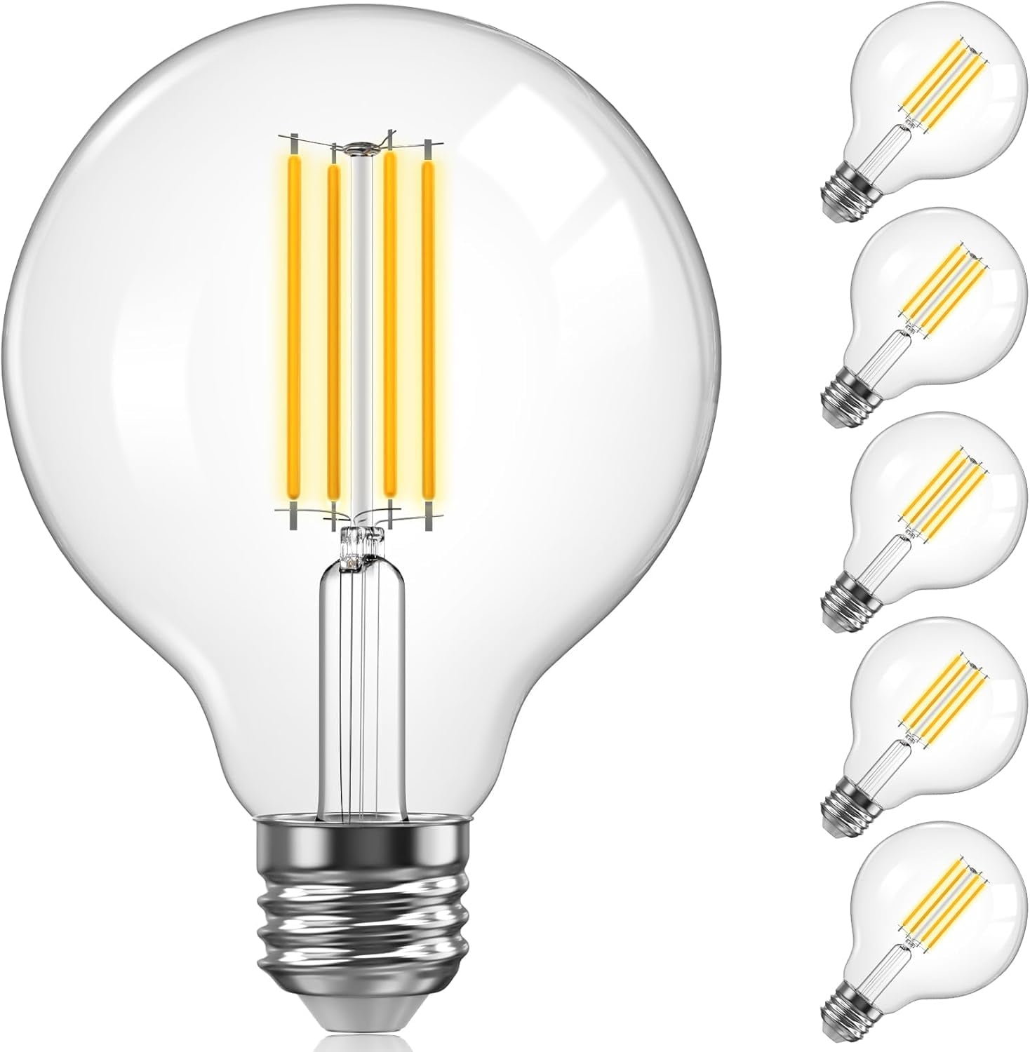 G25 Globe Light Bulbs, LED Edison Vanity Light Bulbs, Dimmable, 2700K ...