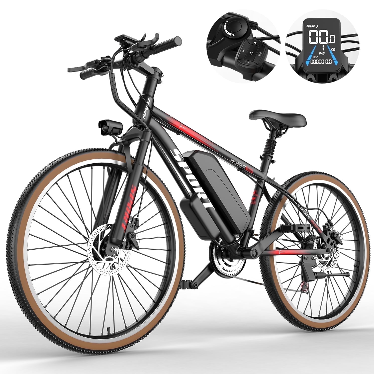 G26Electric Bike for Adults, 26" Electric Mountain Bike with 500W Peak ...