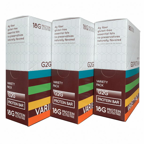 G2G High Nutritional Protein Bar, Gluten-Free, 8 Flavor Variety Pack, 24 Bars - Walmart Business ...