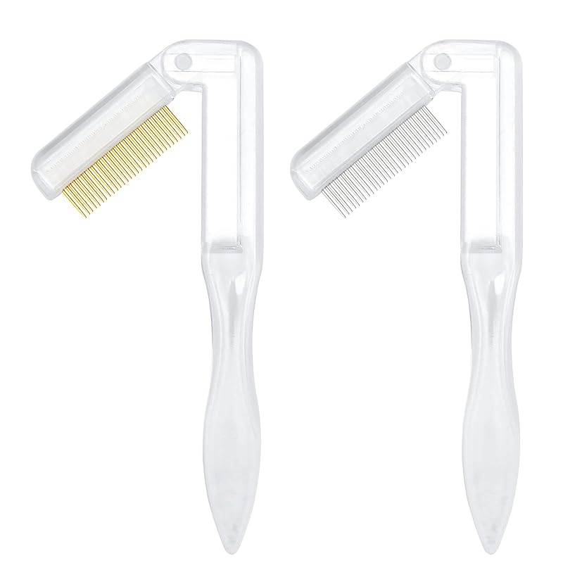 G2PLUS 2PCS Folding Eyelash Comb, Eyelash Separator Tool, Black Eyebrow ...
