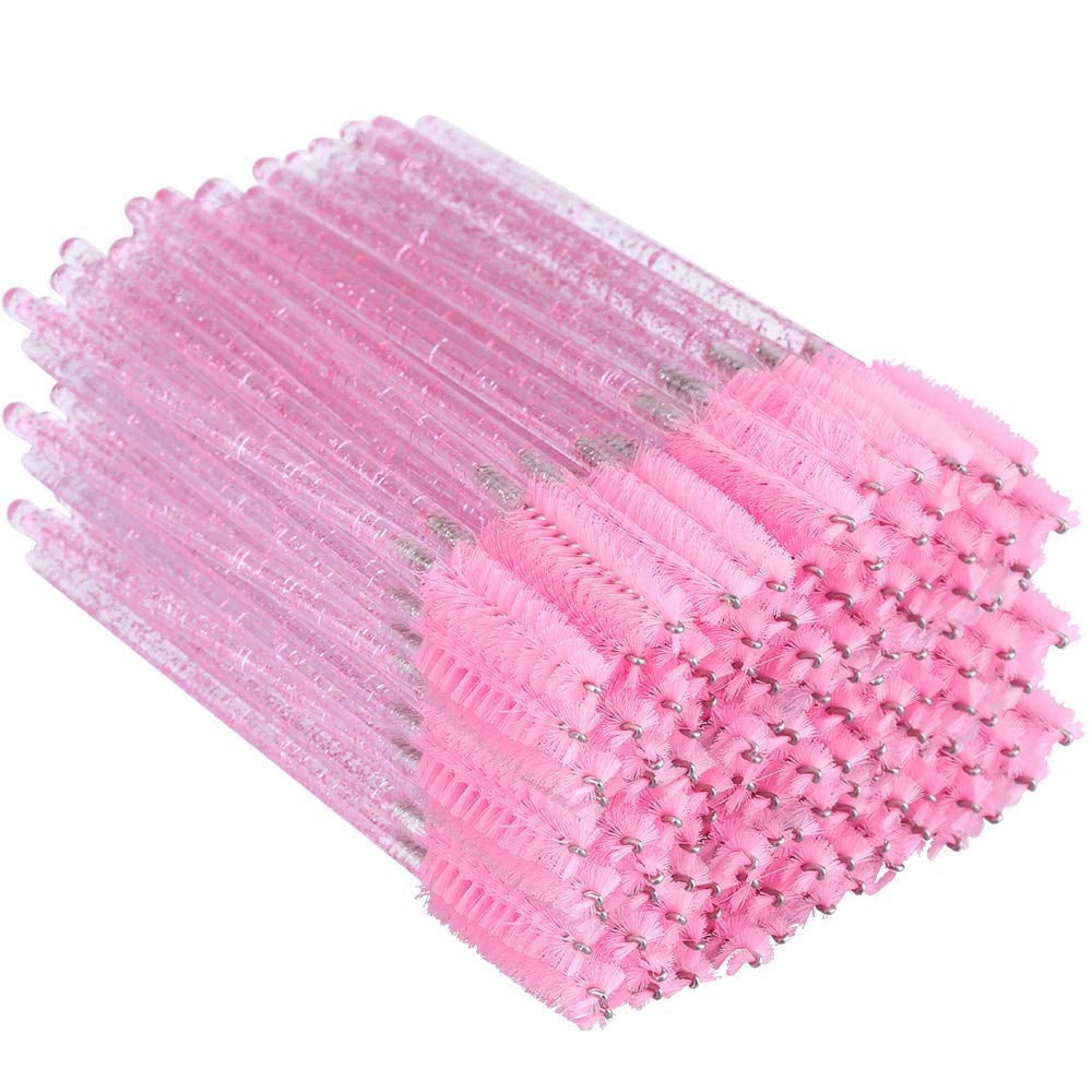 G2PLUS 300PCS Crystal Eyelash SSF20 Brushes, Pink Disposable Mascara ...