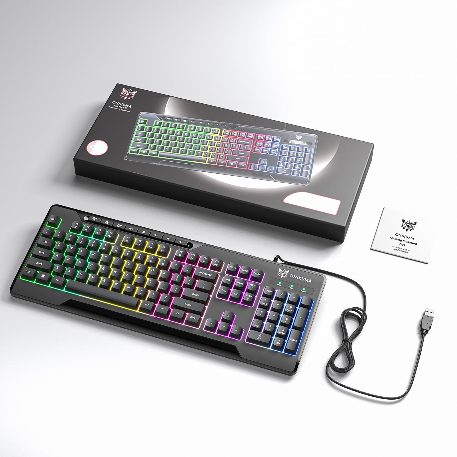 G32 Gaming Keyboard RGB Backlit 104 Keys Portable USB Wired Office ...