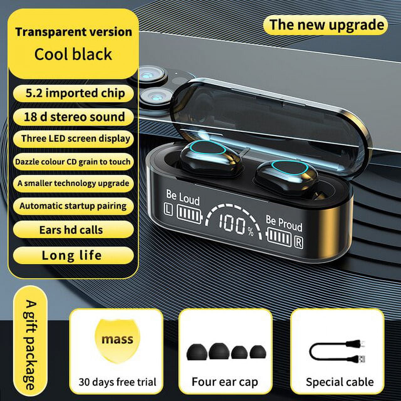 G35 Wireless Digital Display Headphone TWS Bluetooth 5.2 Earbuds ...