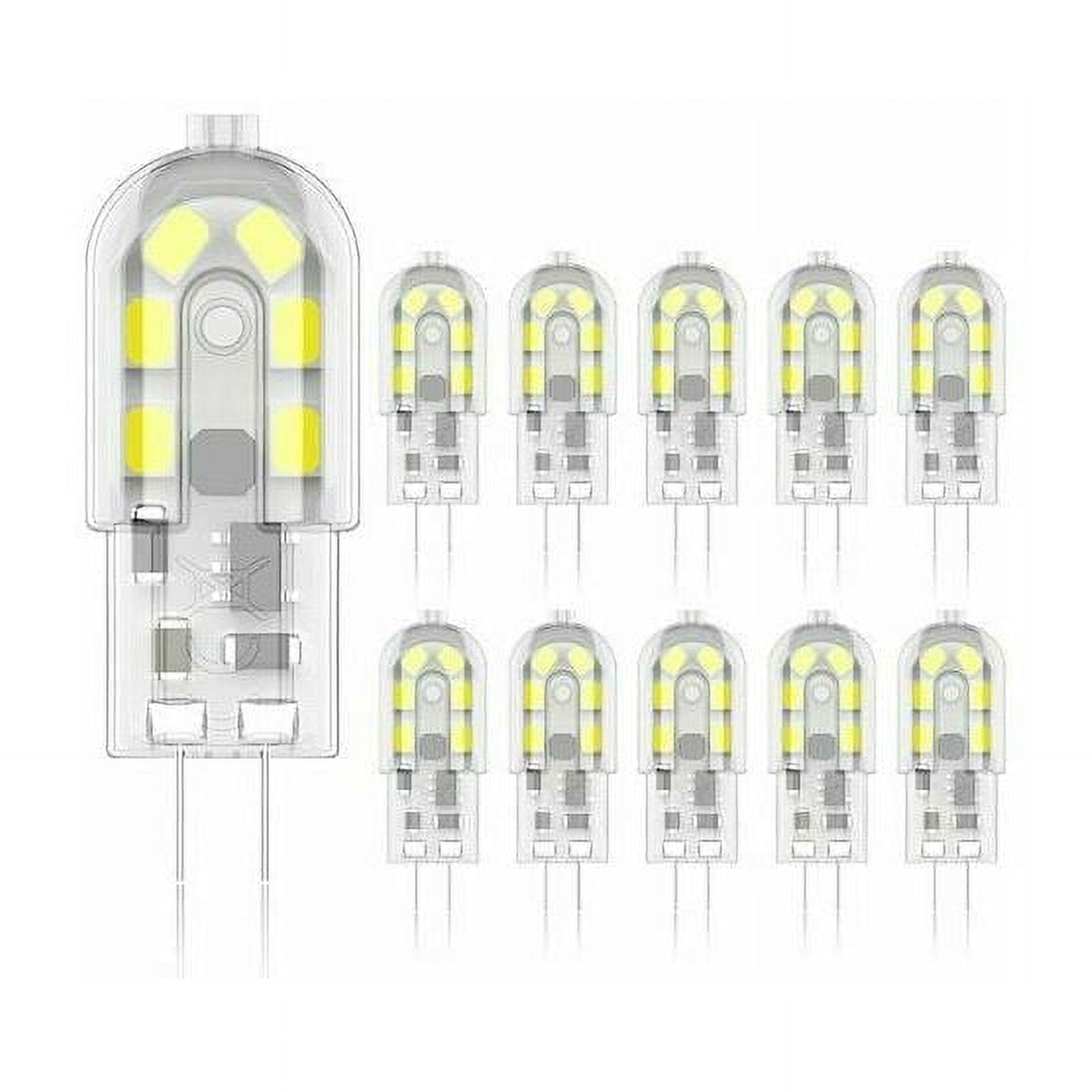G4 2W LED bulb, 20W equivalent halogen bulbs, cool white 6000k, 200Lm, 12x SMD, 12V AC/DC - pack ...