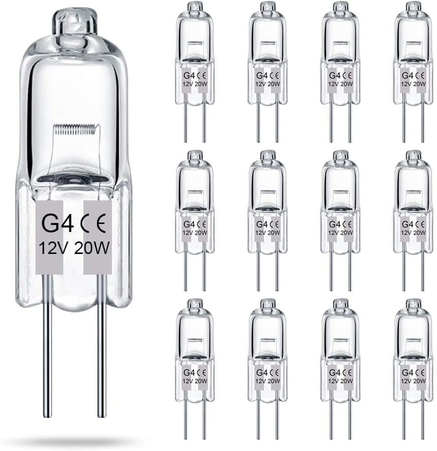 G4 Bulb, 12 Pack Halogen G4 12V 20W with G4 Bi-pin Base, High Output G4 ...