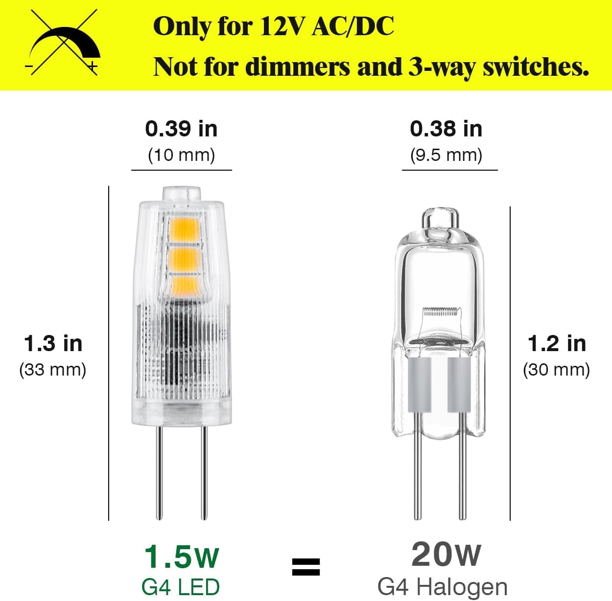 G4 Led Bulb 12V Ac/Dc, 1.5W(20W Equivalent), Jc Bi-Pin Landscape Light Bulbs, Non-D[4006 ...