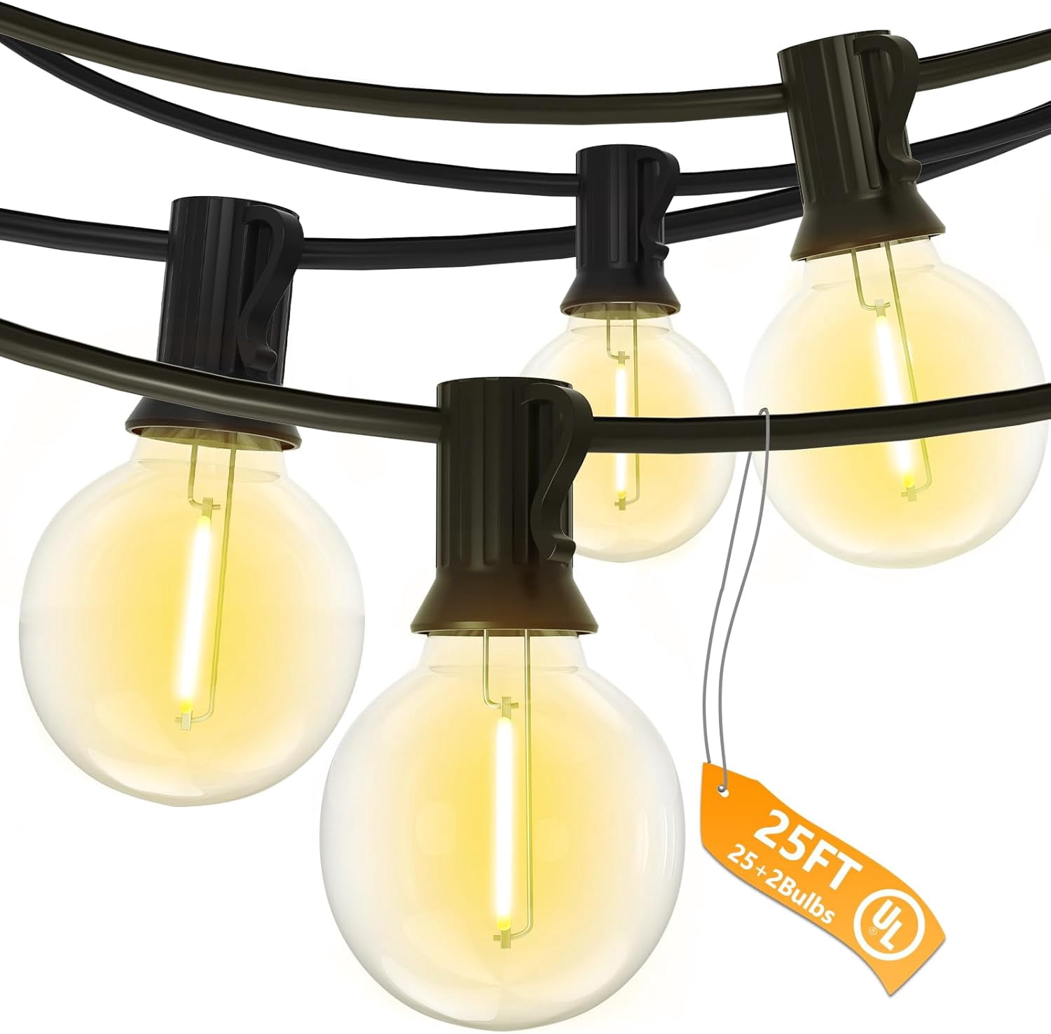 G40 LED Globe Outdoor String Lights Waterproof Shatterproof, 25FT ...