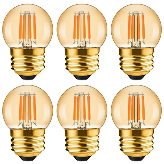 G40 LED Light Bulbs 3W (25W Equivalent), Dimmable Amber Glass Edison ...