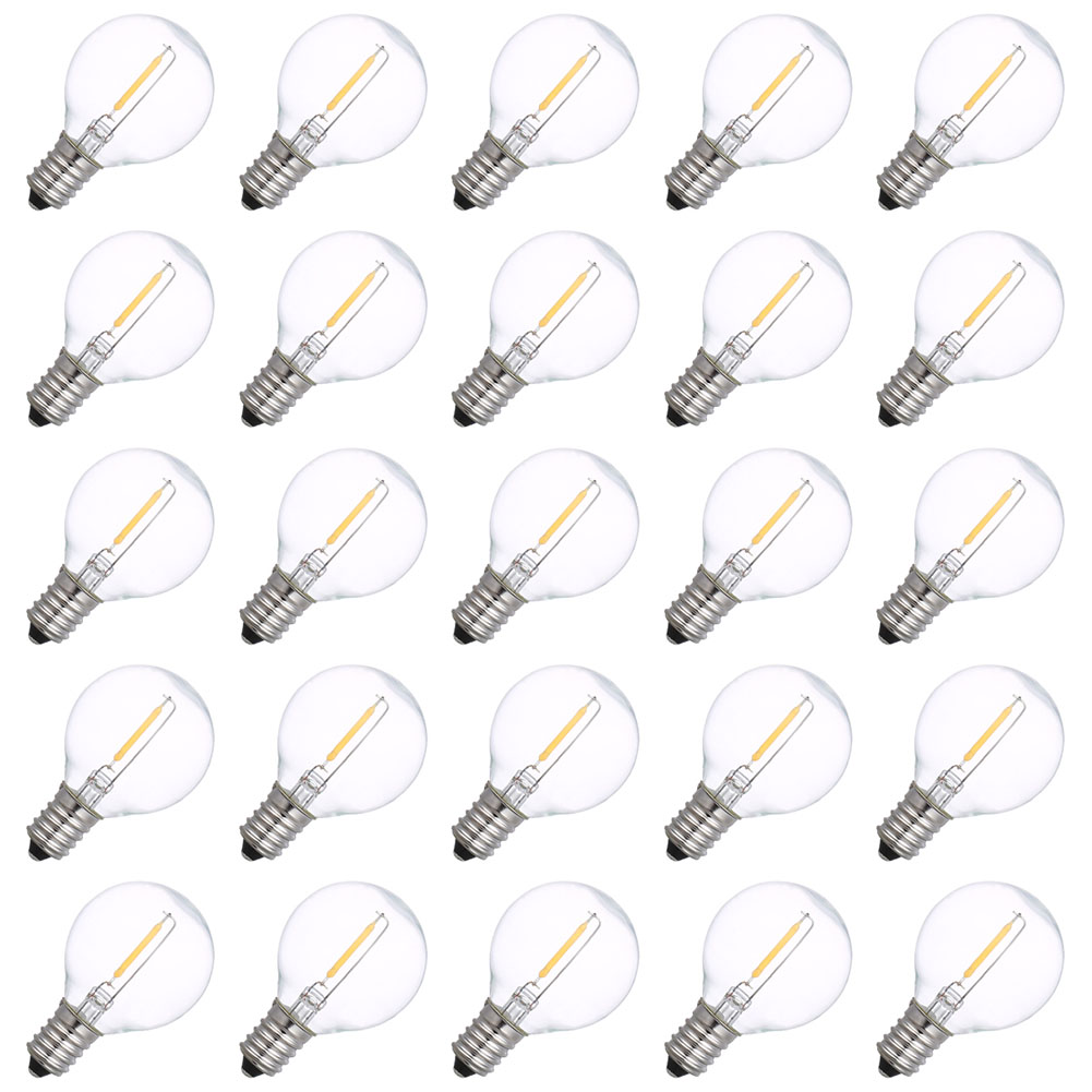 G40 LED Replacement Bulbs 25-Pack, Shatterproof Outdoor String Light ...