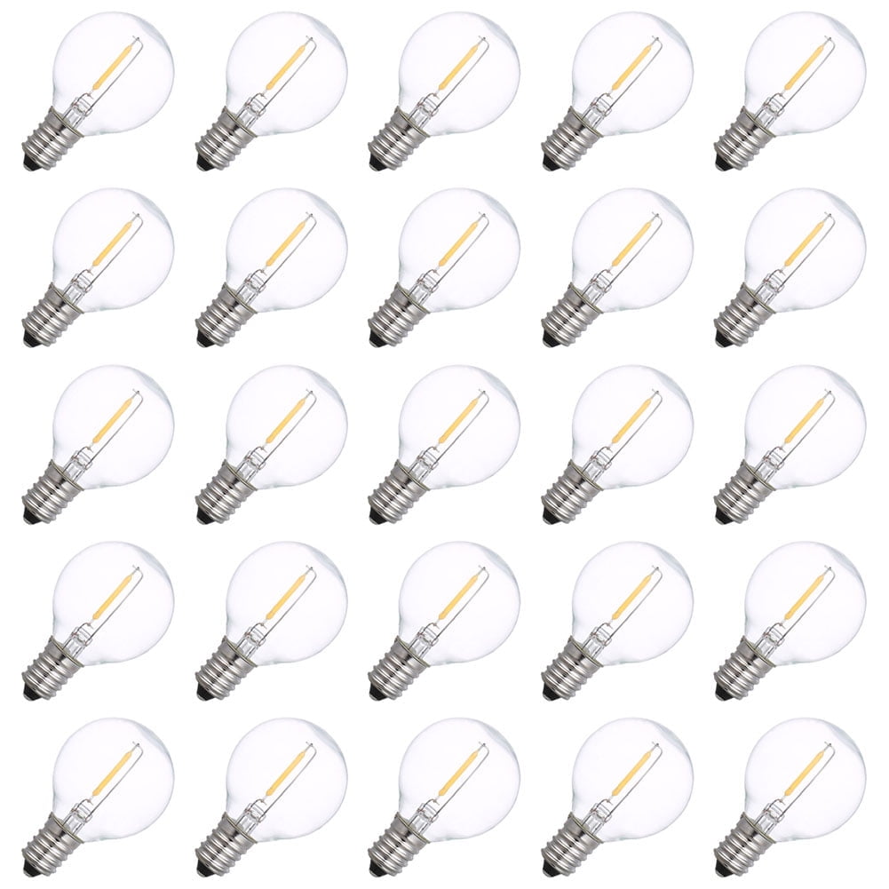 G40 LED Replacement Bulbs 25-Pack, Shatterproof Outdoor String Light ...