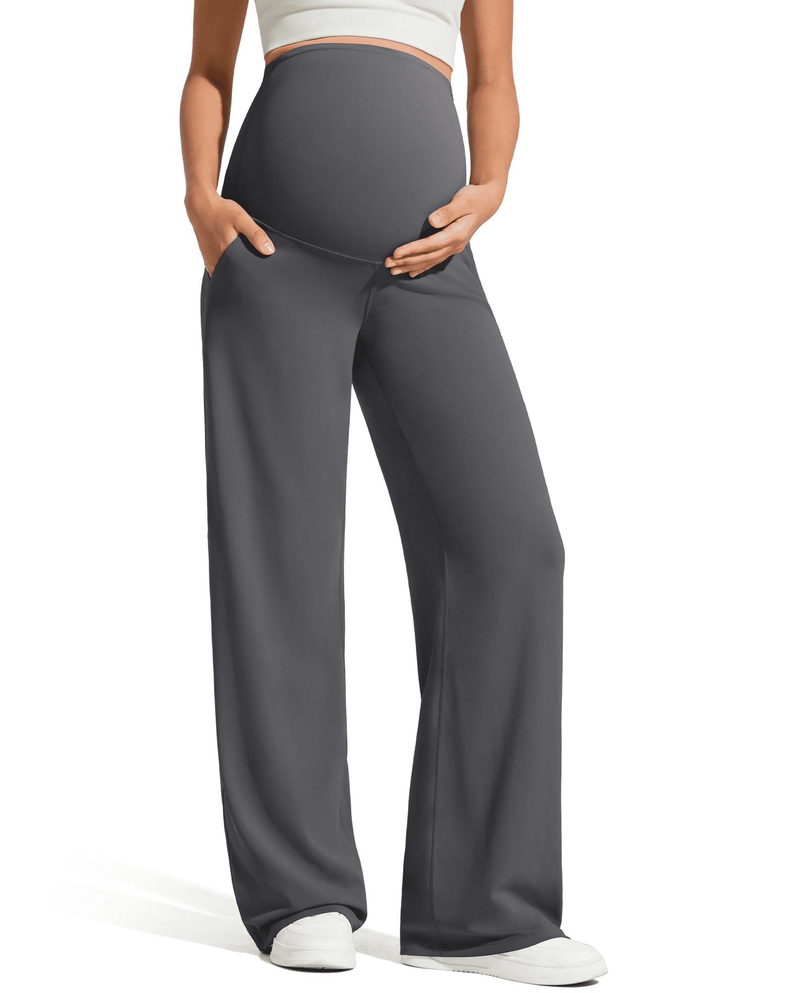 G4Free BareFeel Maternity Dress Yoga Pants with Pockets Over The Belly ...