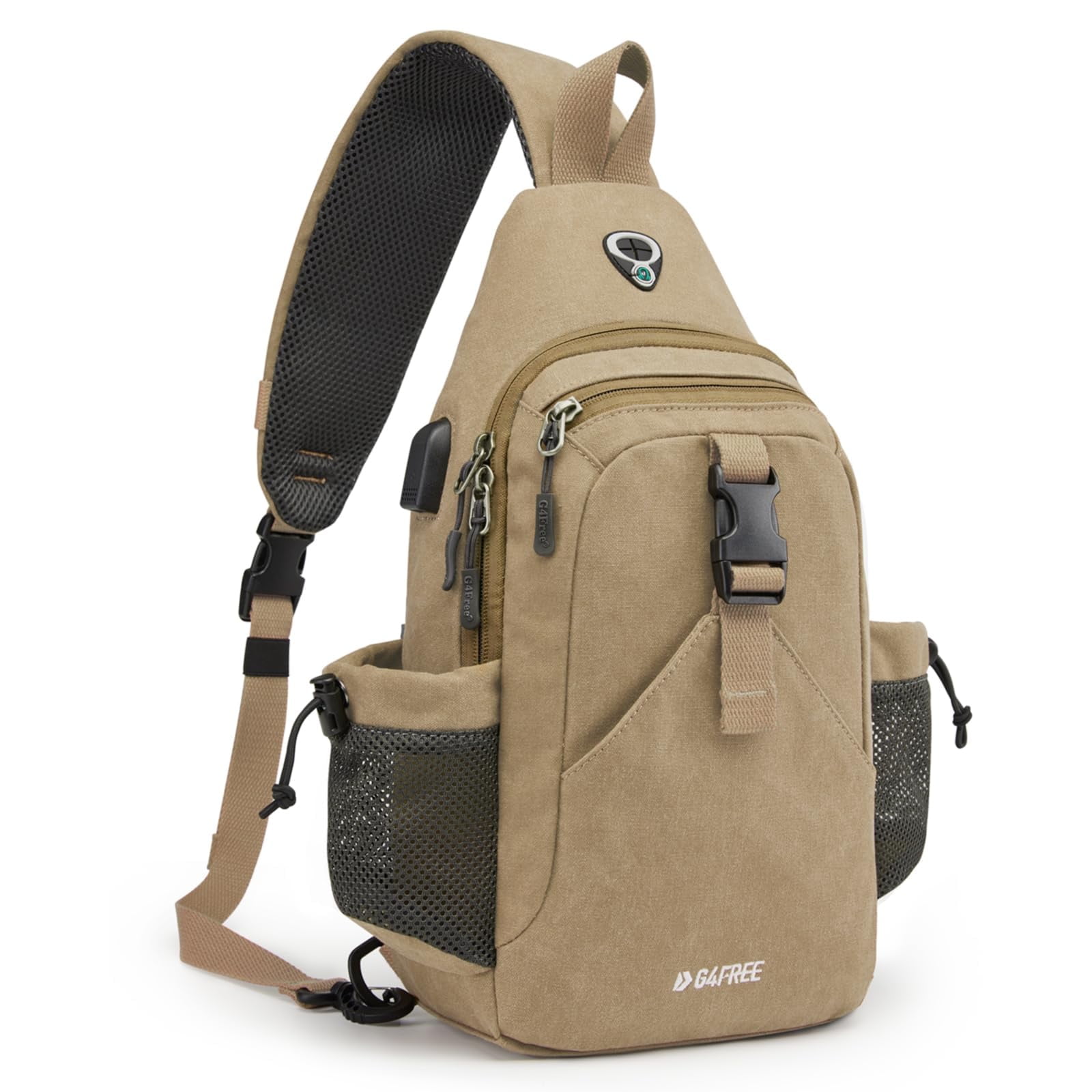 G4Free Canvas Sling Bag Crossbody Backpack, RFID Blocking, USB Port ...