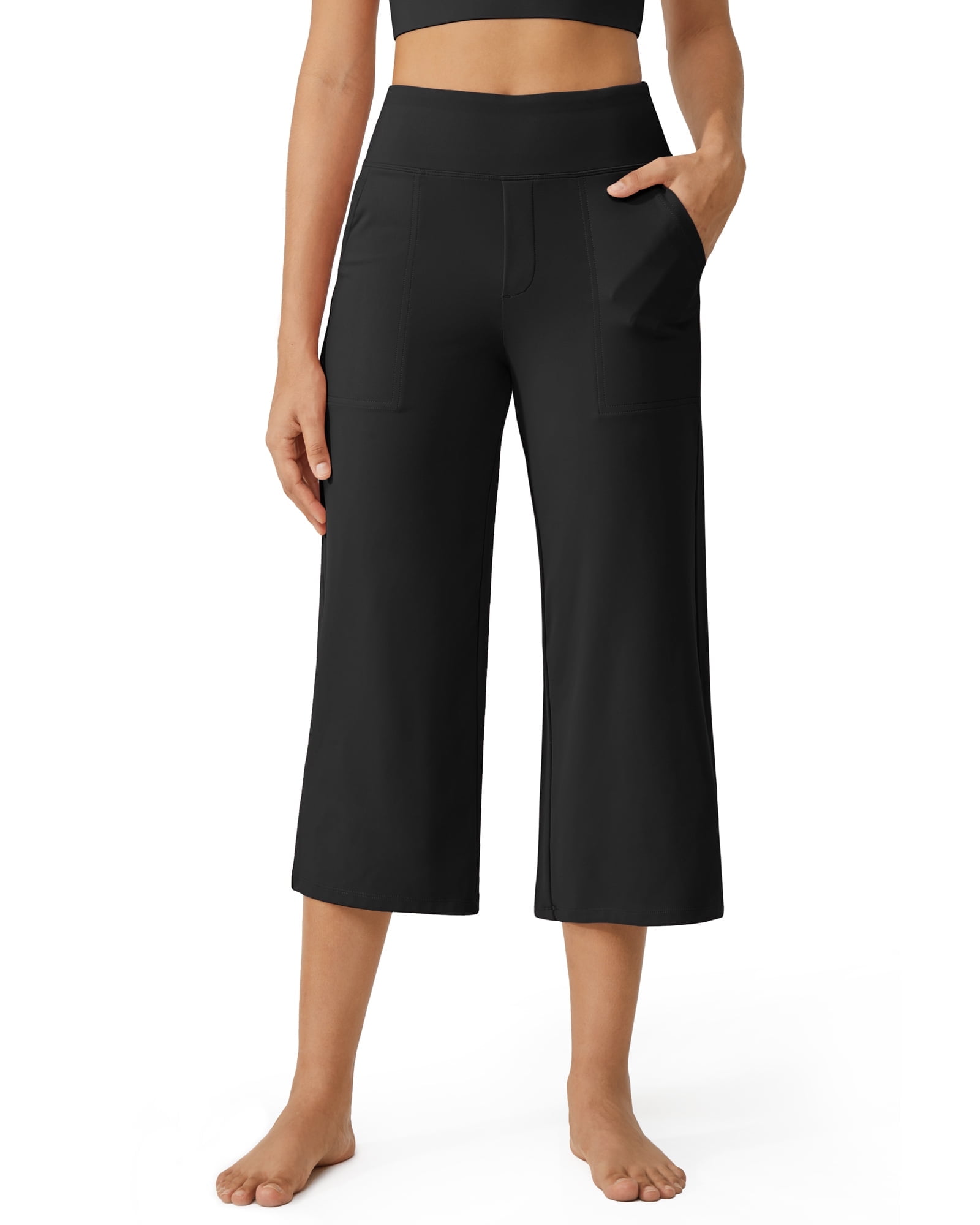 G4Free Capri Pants for Women Wide Leg Yoga Dress Cropped Pants Capri ...