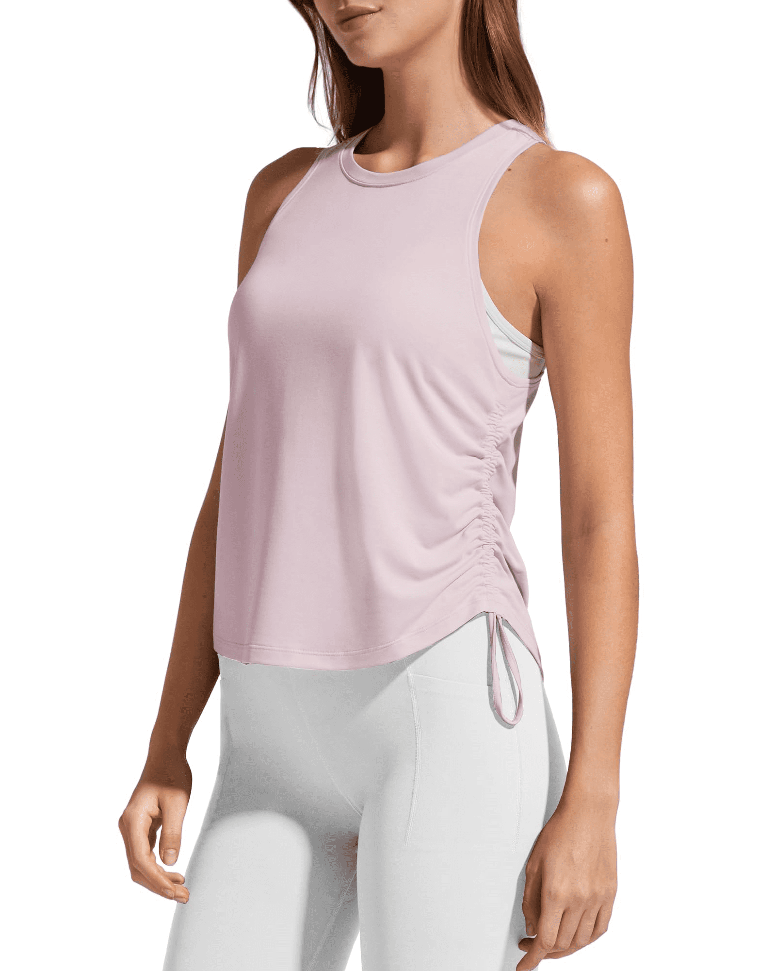 G4Free Lyocell Racerback Women Workout Tank Tops Ruch Side High Neck ...