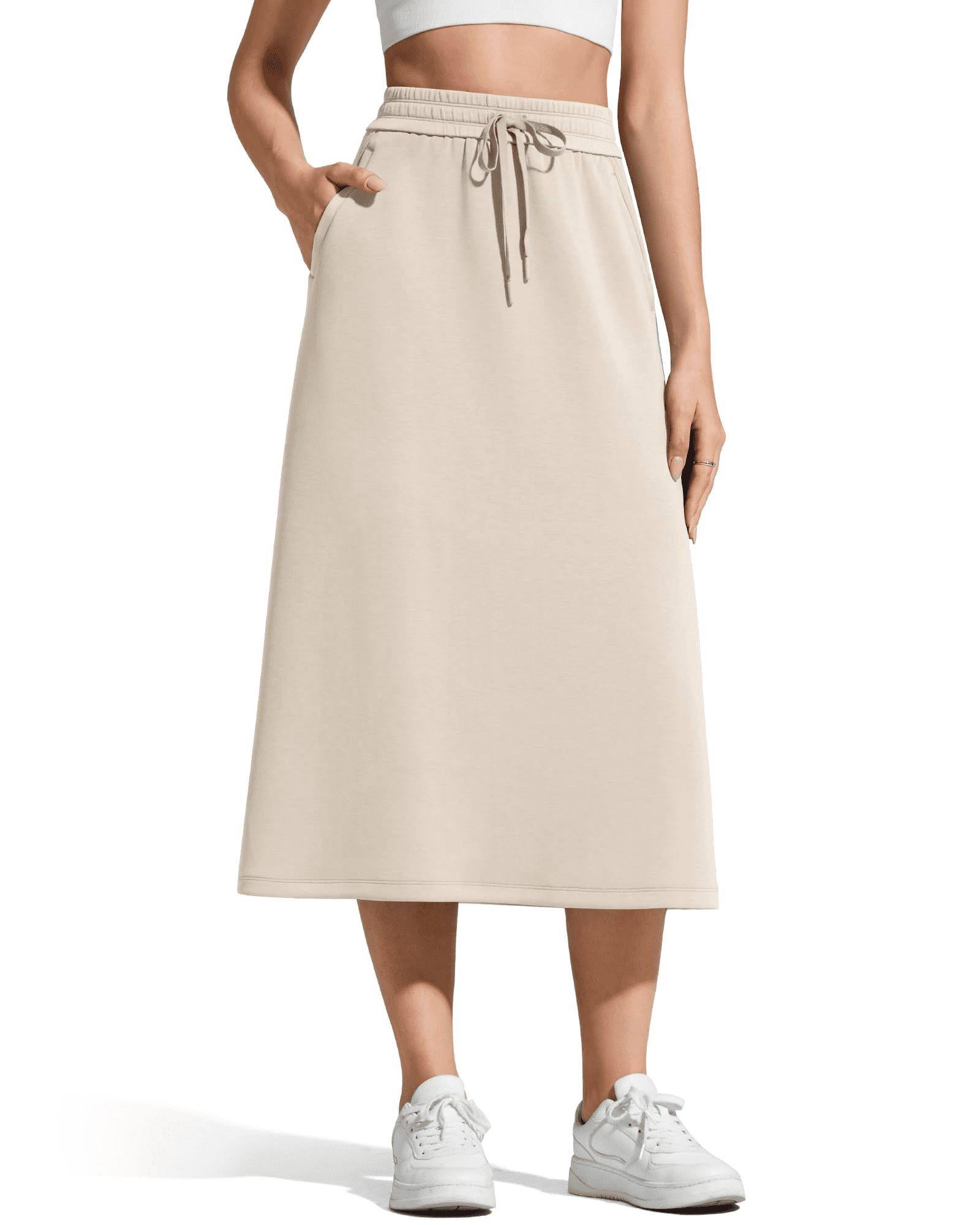 G4Free Smoofit A-Line Midi Skirts for Women Modal Soft Drawstring Maxi ...