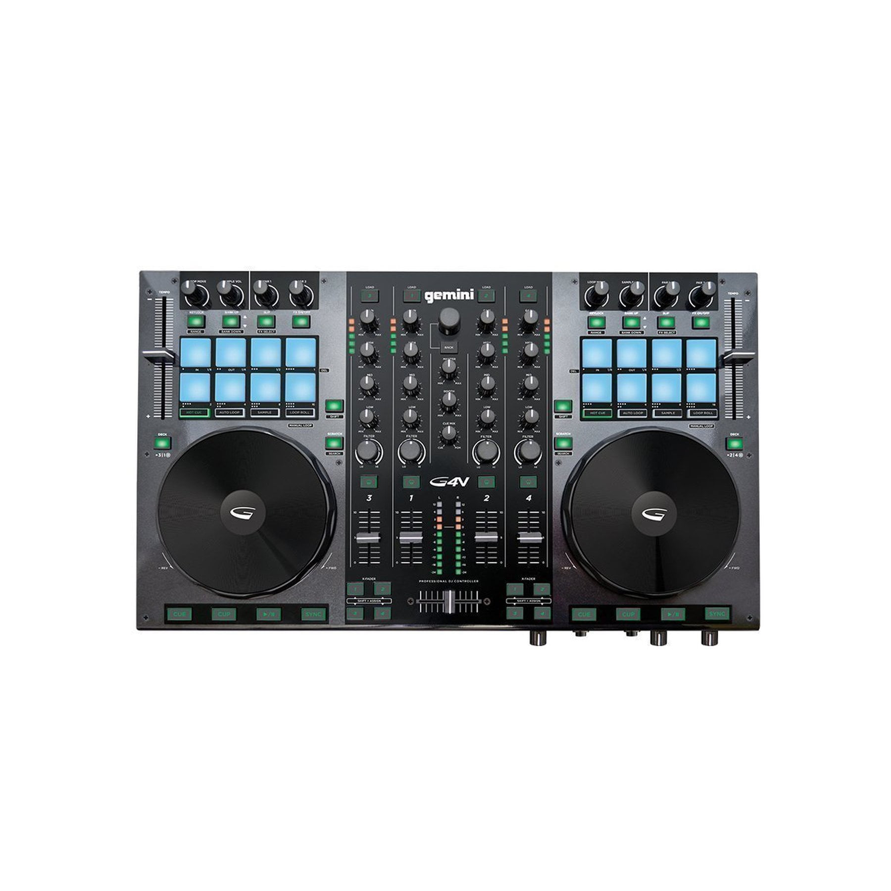 GEMINI G4V 4-Channel USB Midi FX Mixer Controller w/ Virtual DJ ...
