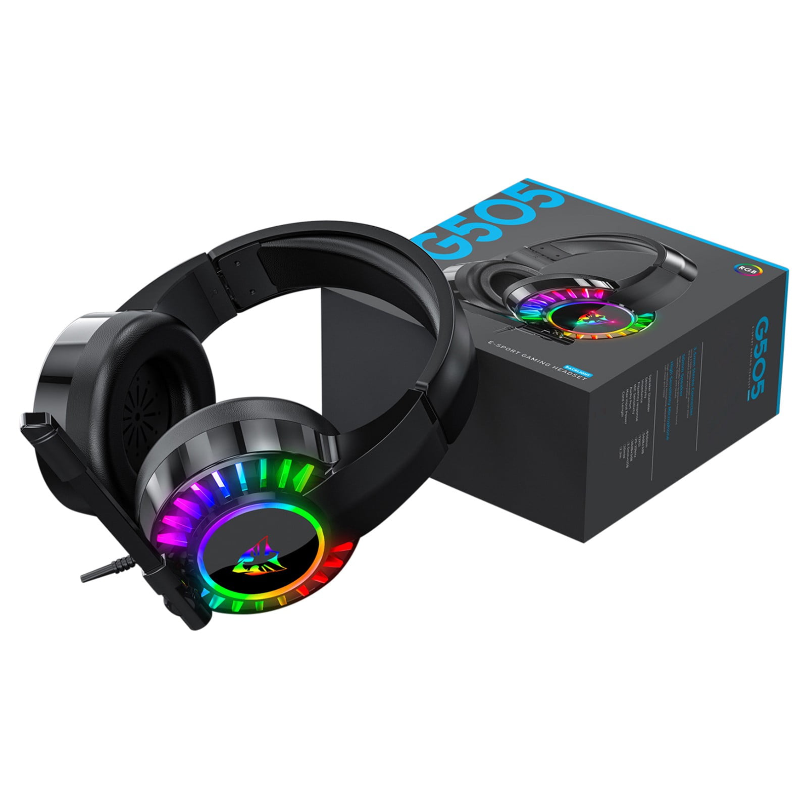 G505 RGB Gaming Wired Headphones, USB Mic Noise Cancelling And Audio ...